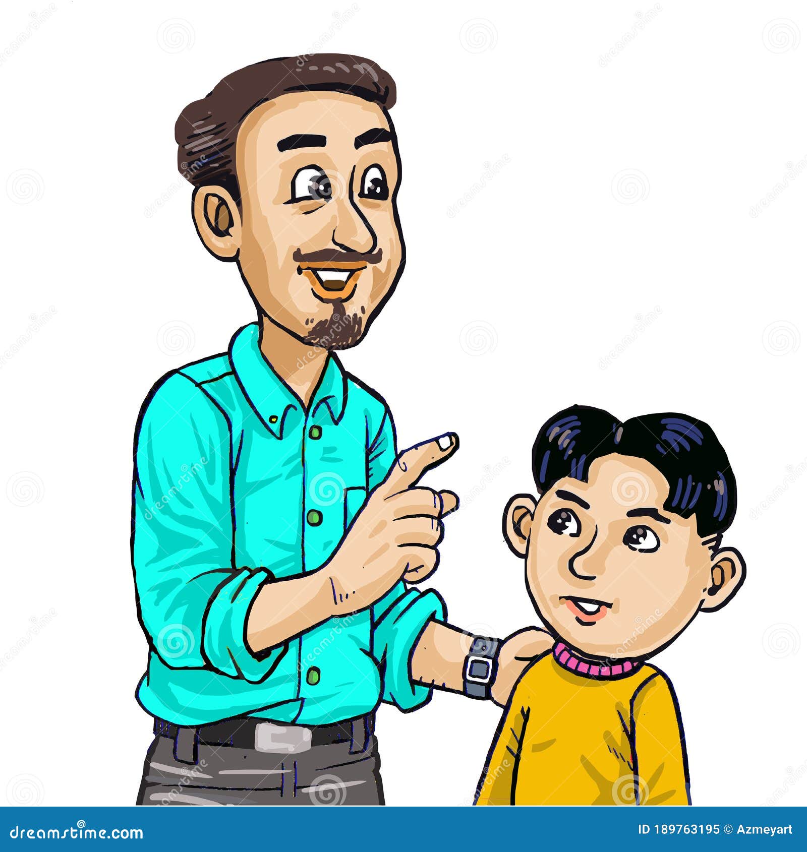 Father and His Son Talking Cartoon. Stock Vector - Illustration of ...