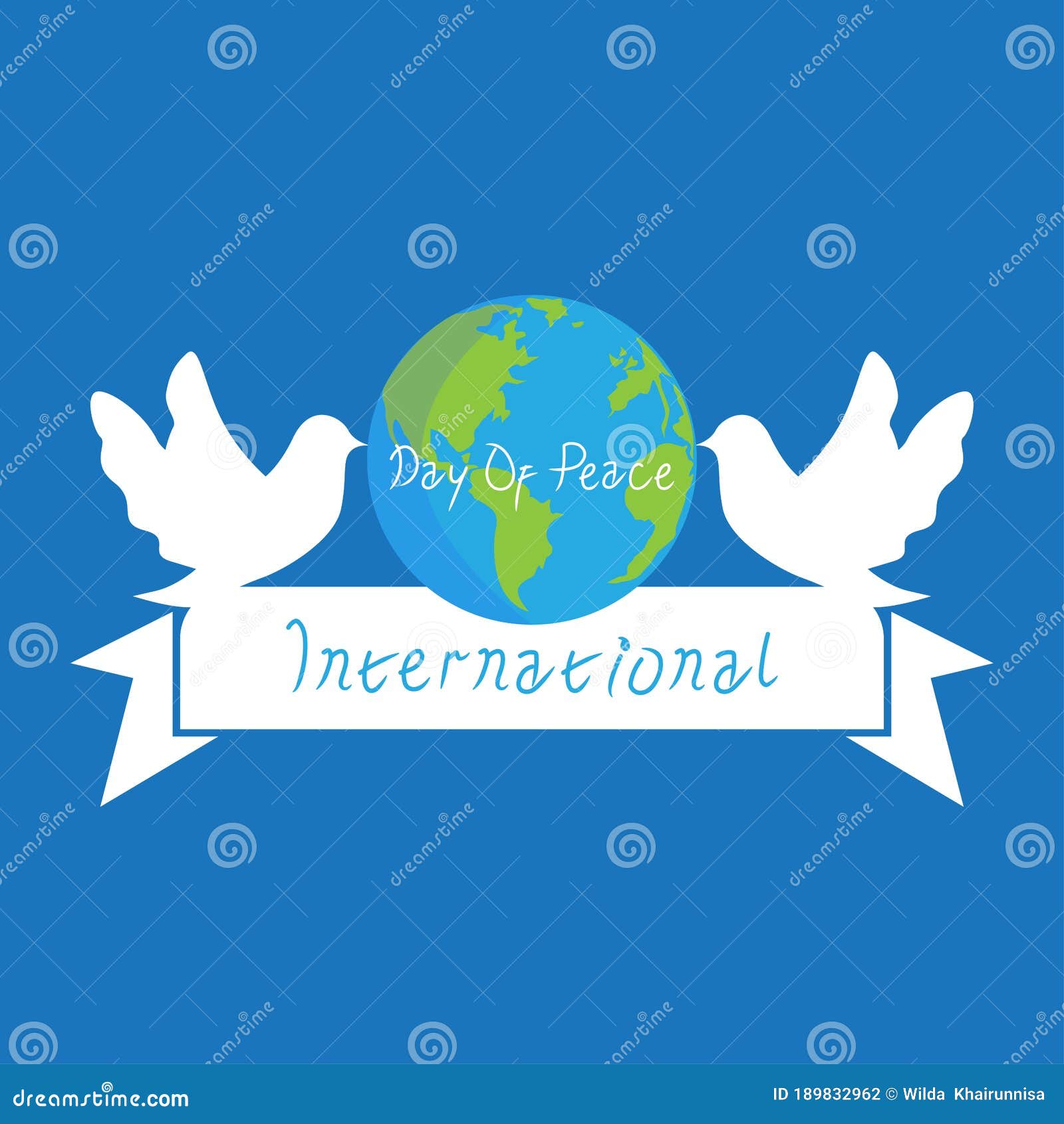 Two Doves in White Carrying a Slogan that Reads `International Peace ...