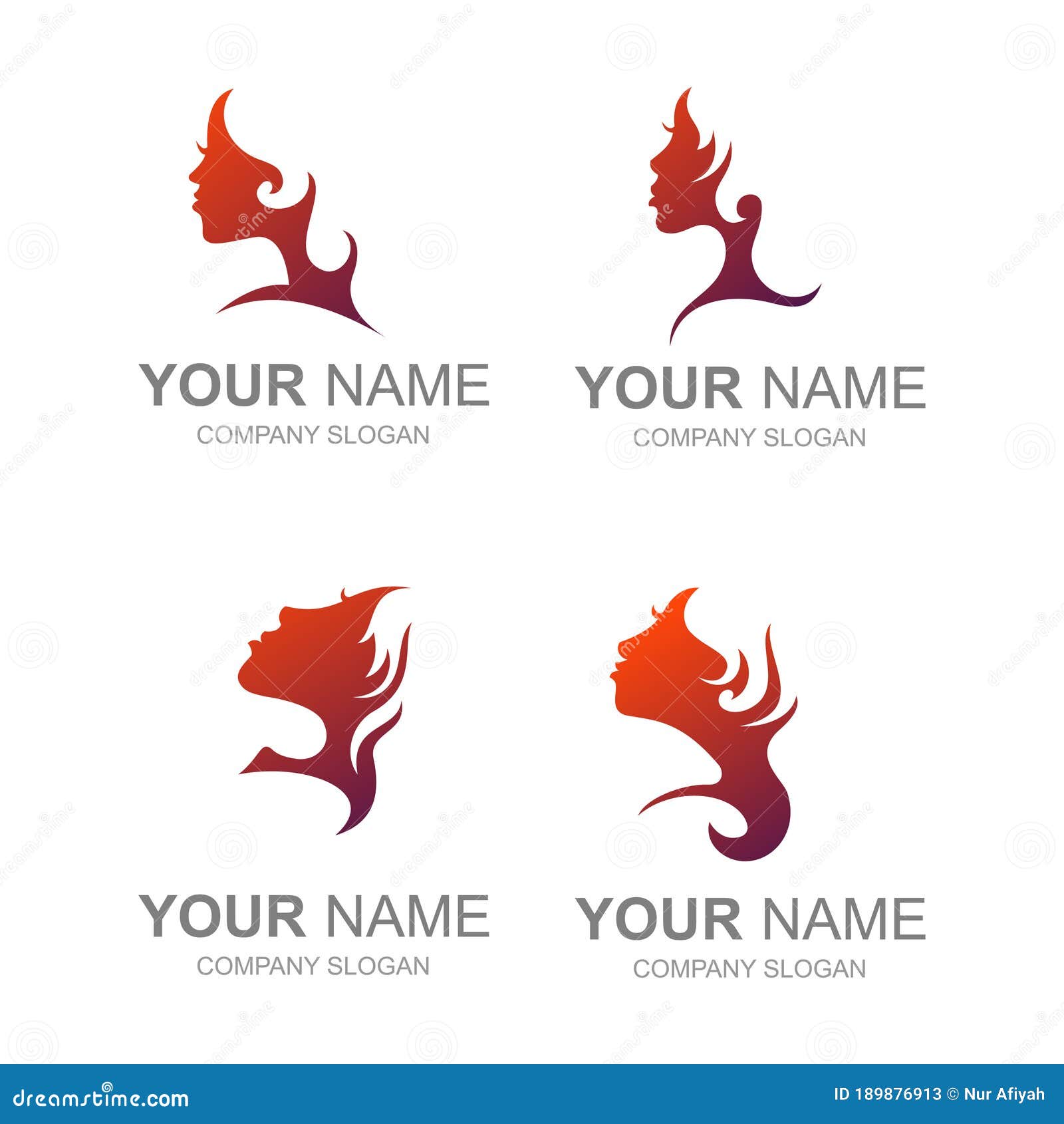 Collection of Female Faces Logo Design Set Logo Templates Inspiration ...