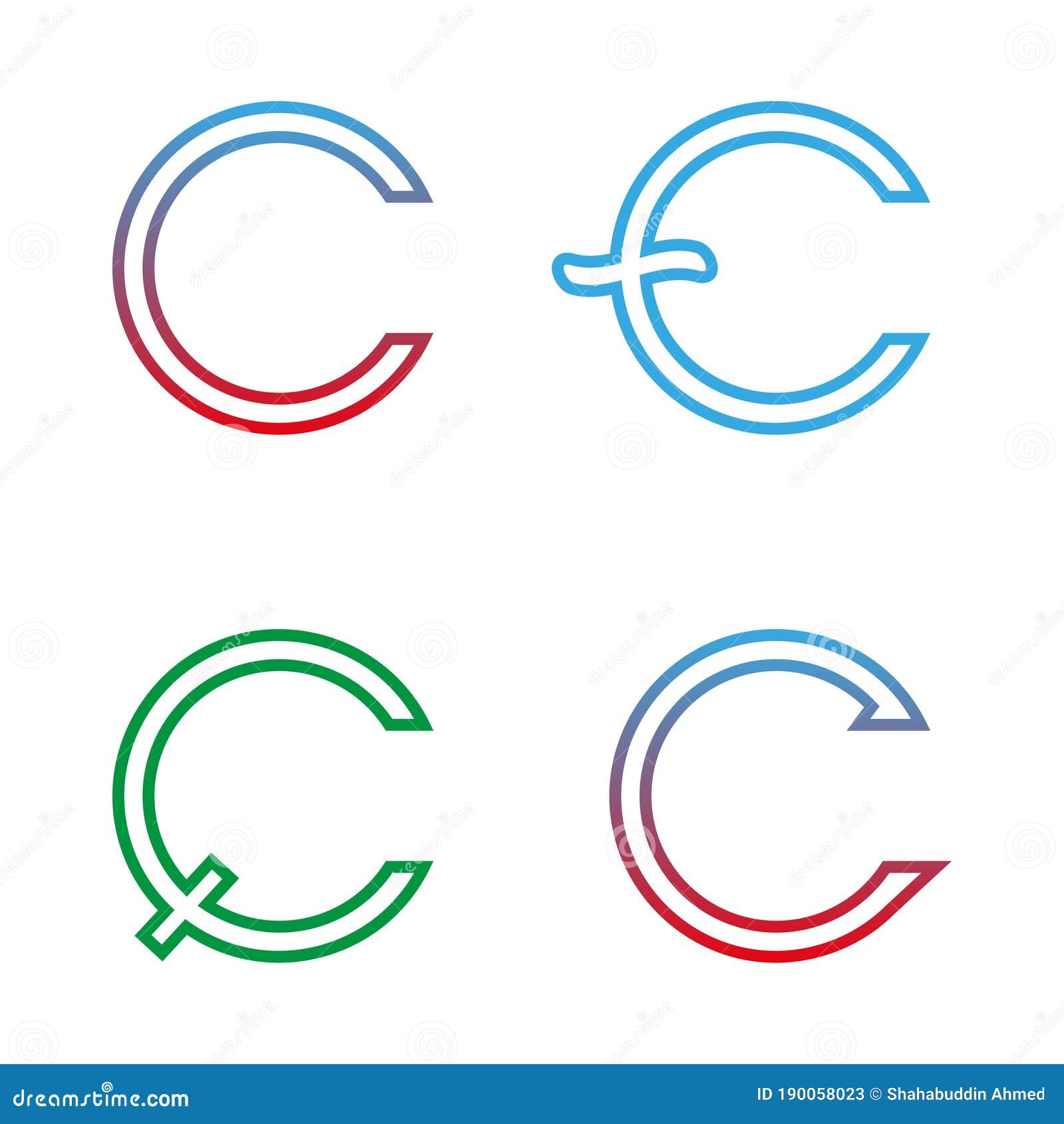 Vector Line Letter C Logo. Letter C Icon Set Stock Vector ...