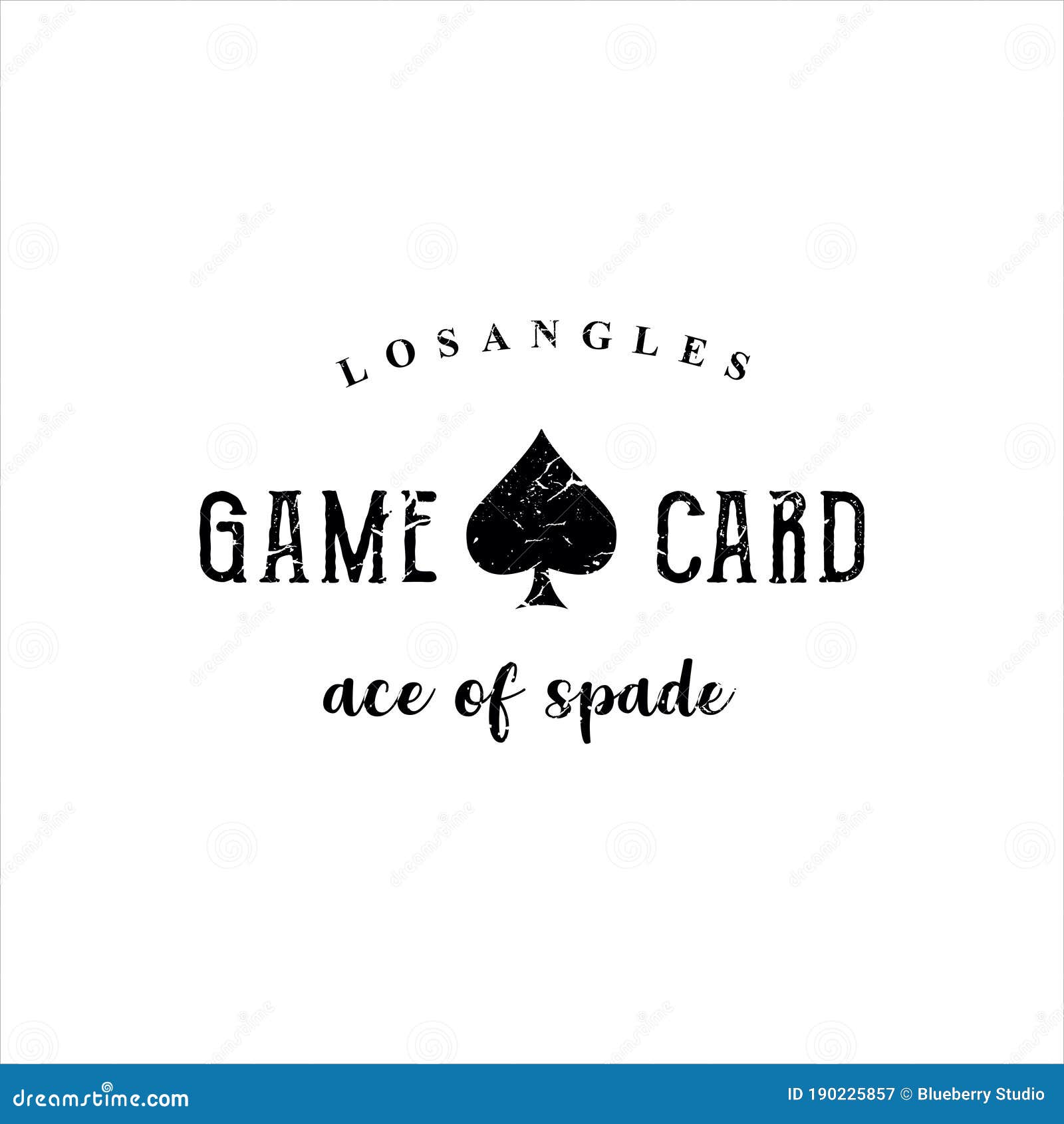 Playing Card Game Logo Design Template. Ace Of Spades Logo Grunge ...
