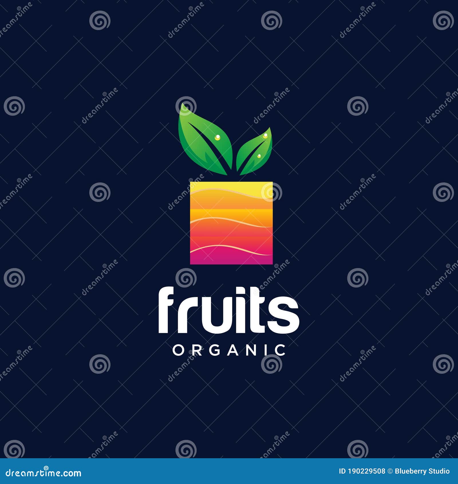 Abstract Fruit Logo Design Nature Organic. Square Fruit Logo Colorful ...