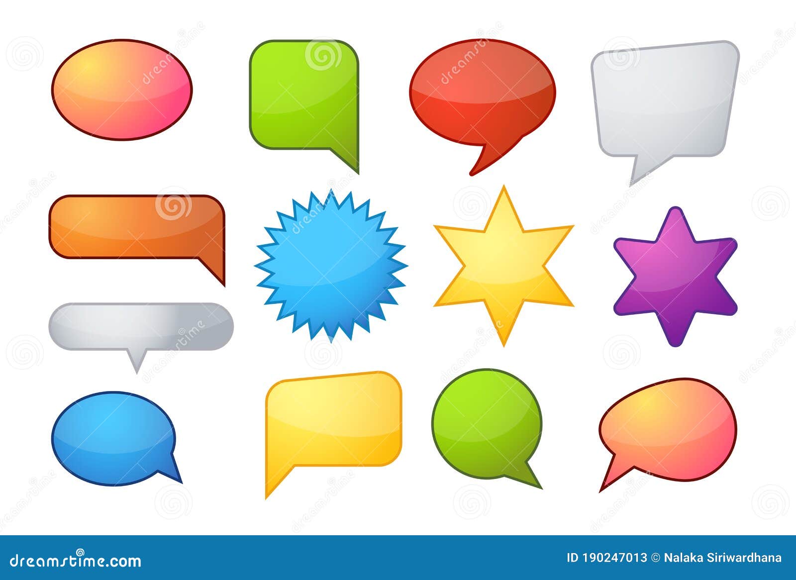 Multicolor Glossy Chat Bubble Set. Stock Vector - Illustration of cell ...