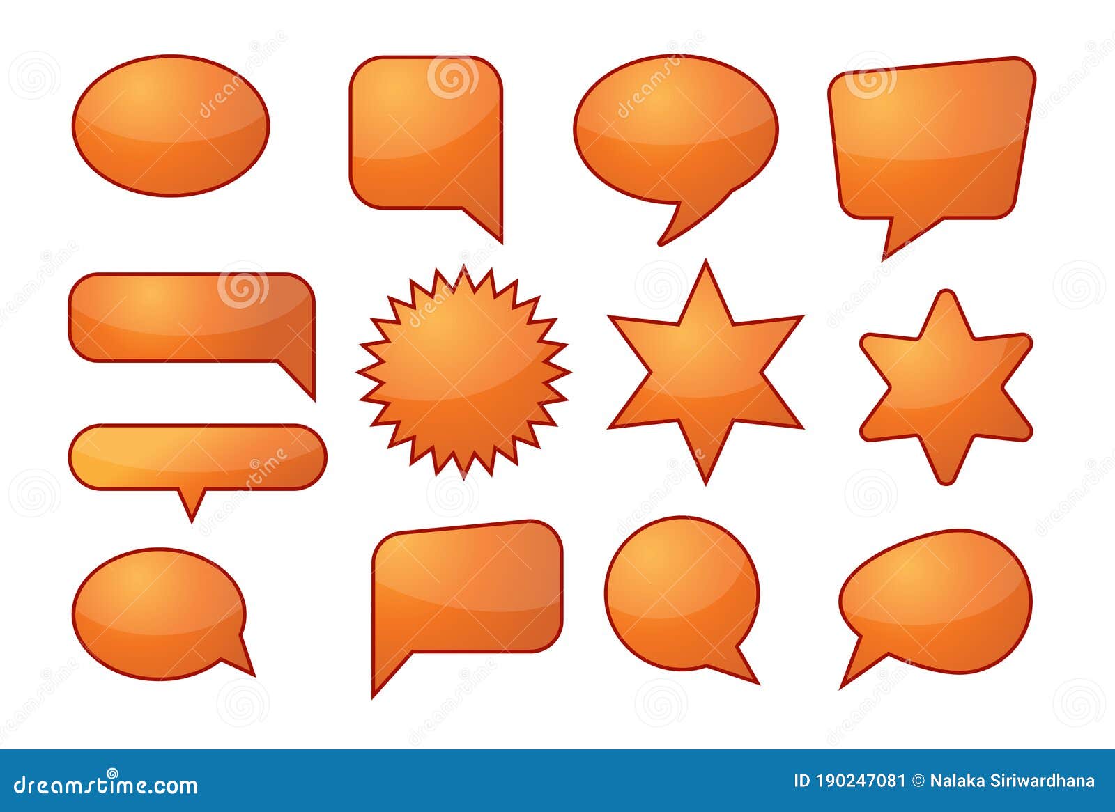 Brown Glossy Chat Bubble Set. Stock Vector - Illustration of blog ...
