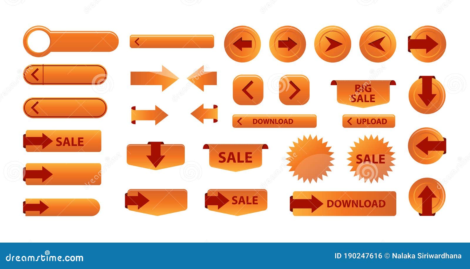 Web Button Icon Set in Brown Color. Stock Vector - Illustration of ...