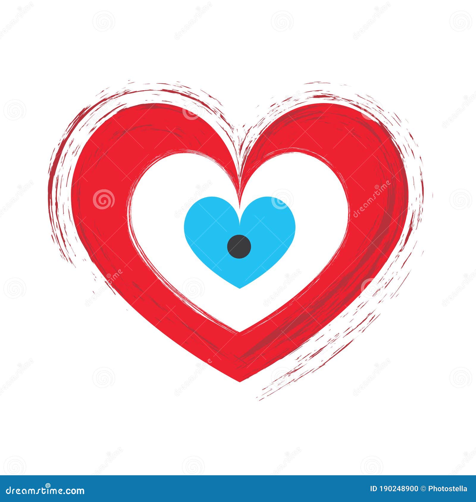 Artistic Red Heart with Evil Eye Vector Stock Vector - Illustration of ...
