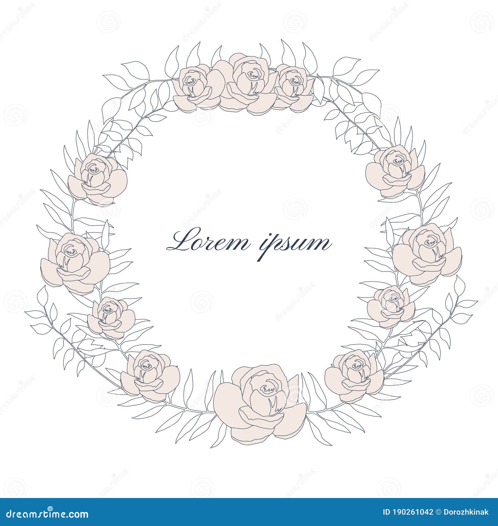 Vector Wreath with Cream Roses Stock Vector - Illustration of graphic ...
