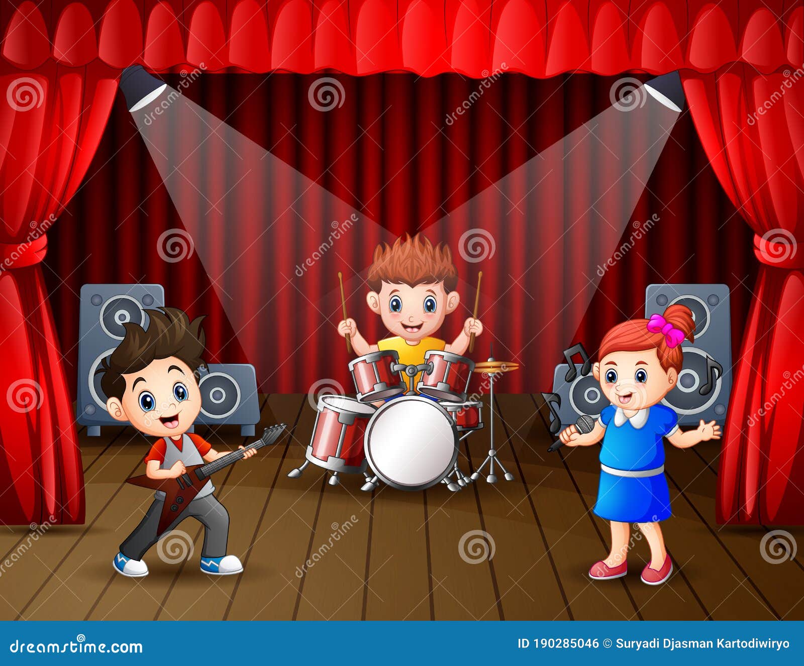 Illustration of a Band Performing on Stage Stock Photo - Image of decor ...