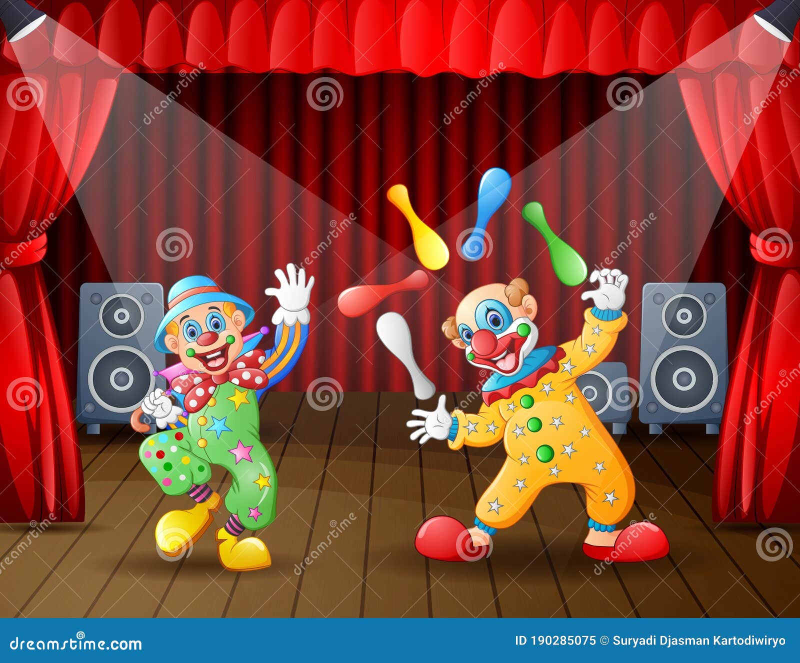 Two Clown Attractions on the Stage Stock Vector - Illustration of ...