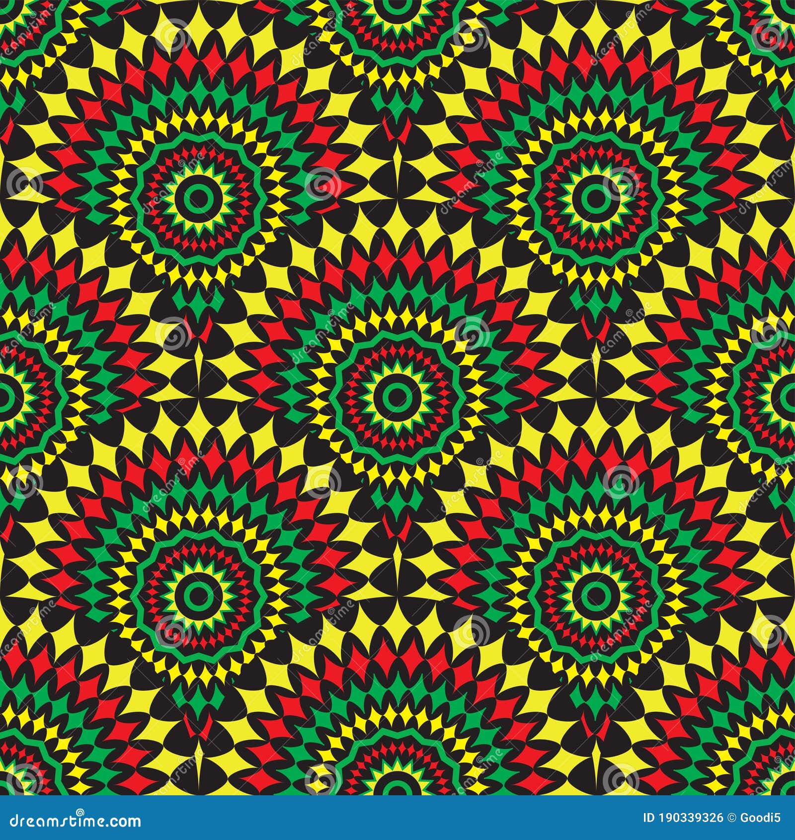 Seamless African Circles Design in Reggae Colors Stock Vector ...