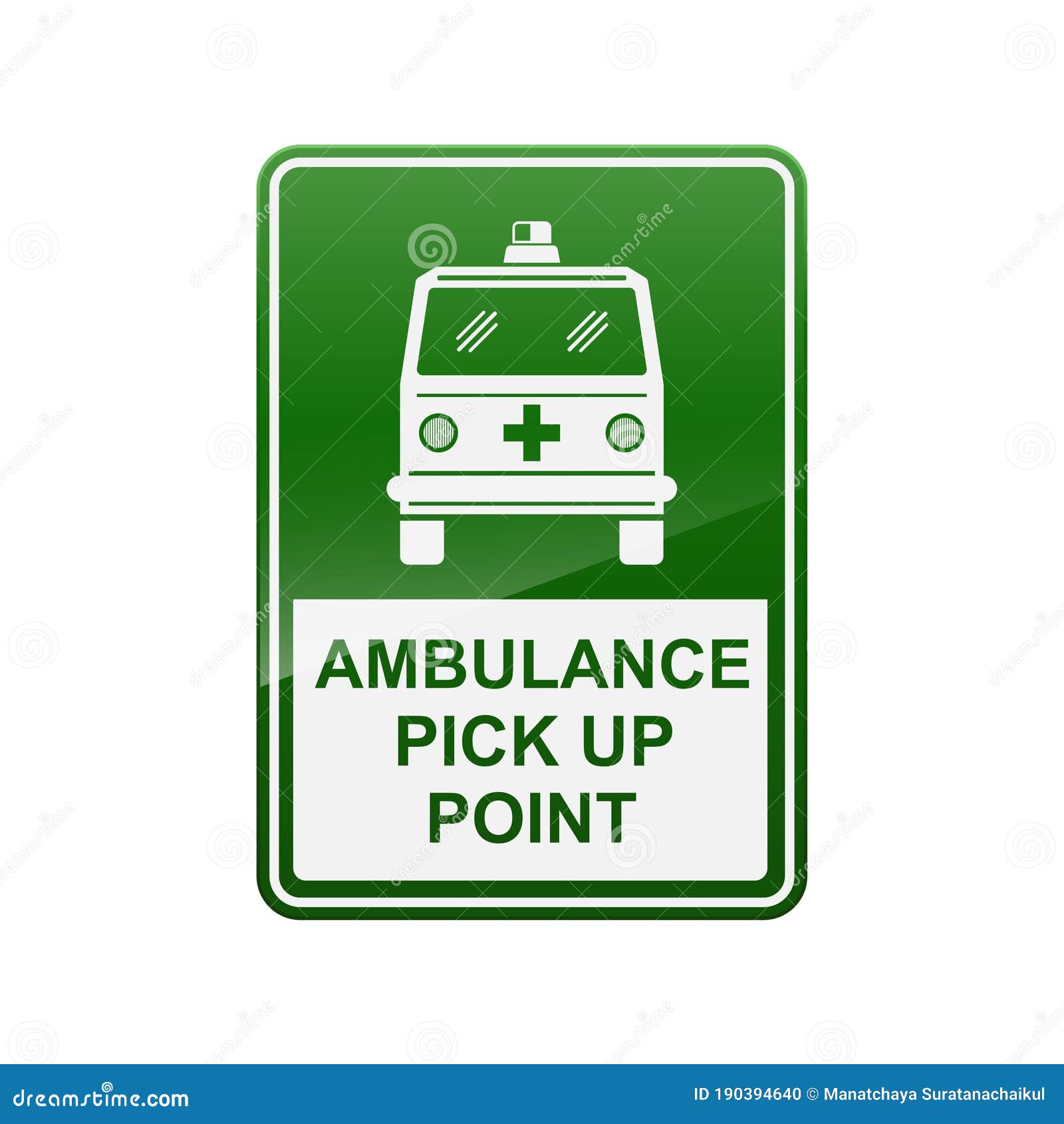 Ambulance Pick Up Point Sign Isolated on White Background Stock Vector ...