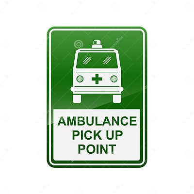 Ambulance Pick Up Point Sign Isolated on White Background Stock Vector ...