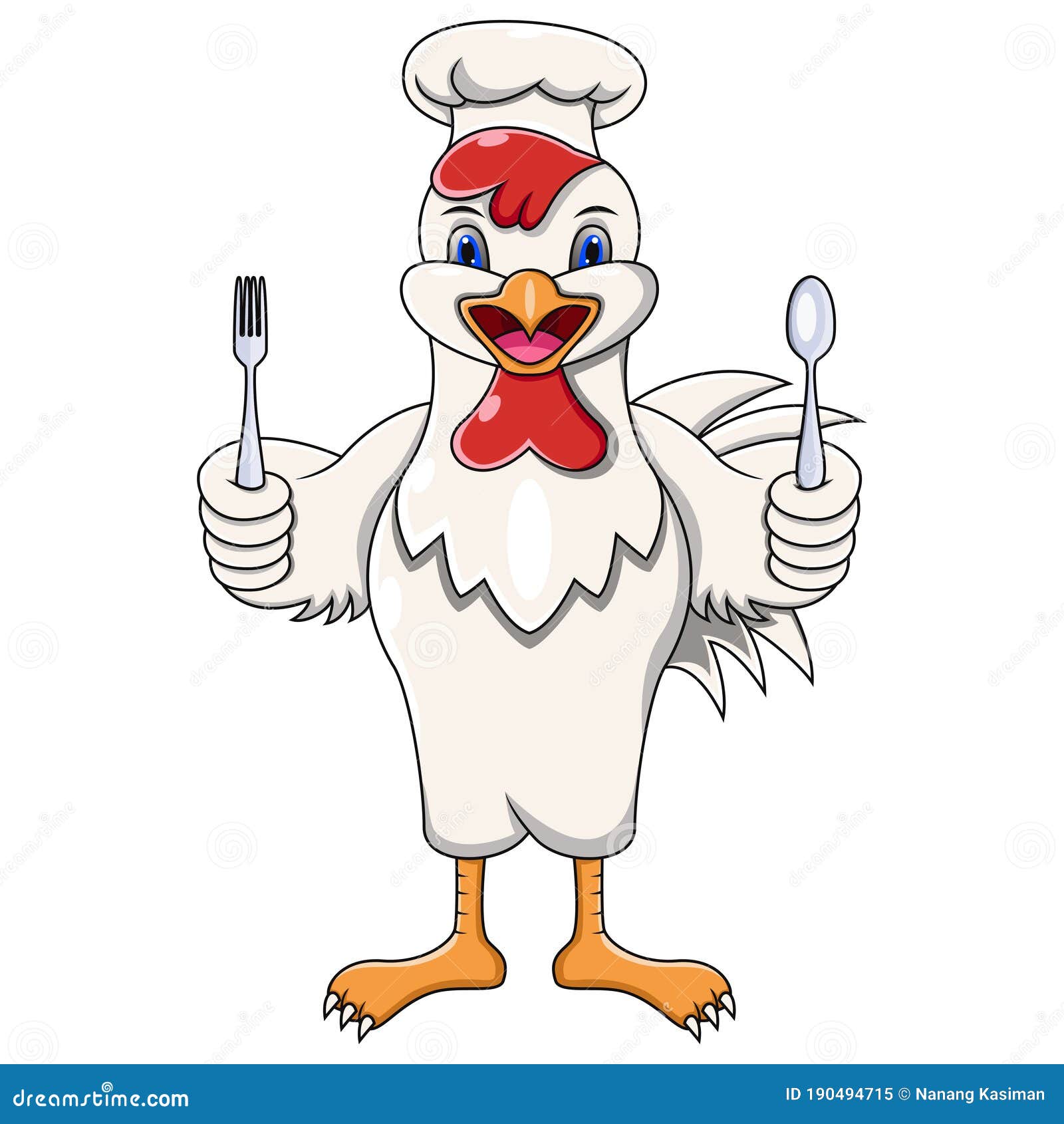 Cartoon Chicken Chef with Spoon Stock Vector - Illustration of kitchen ...