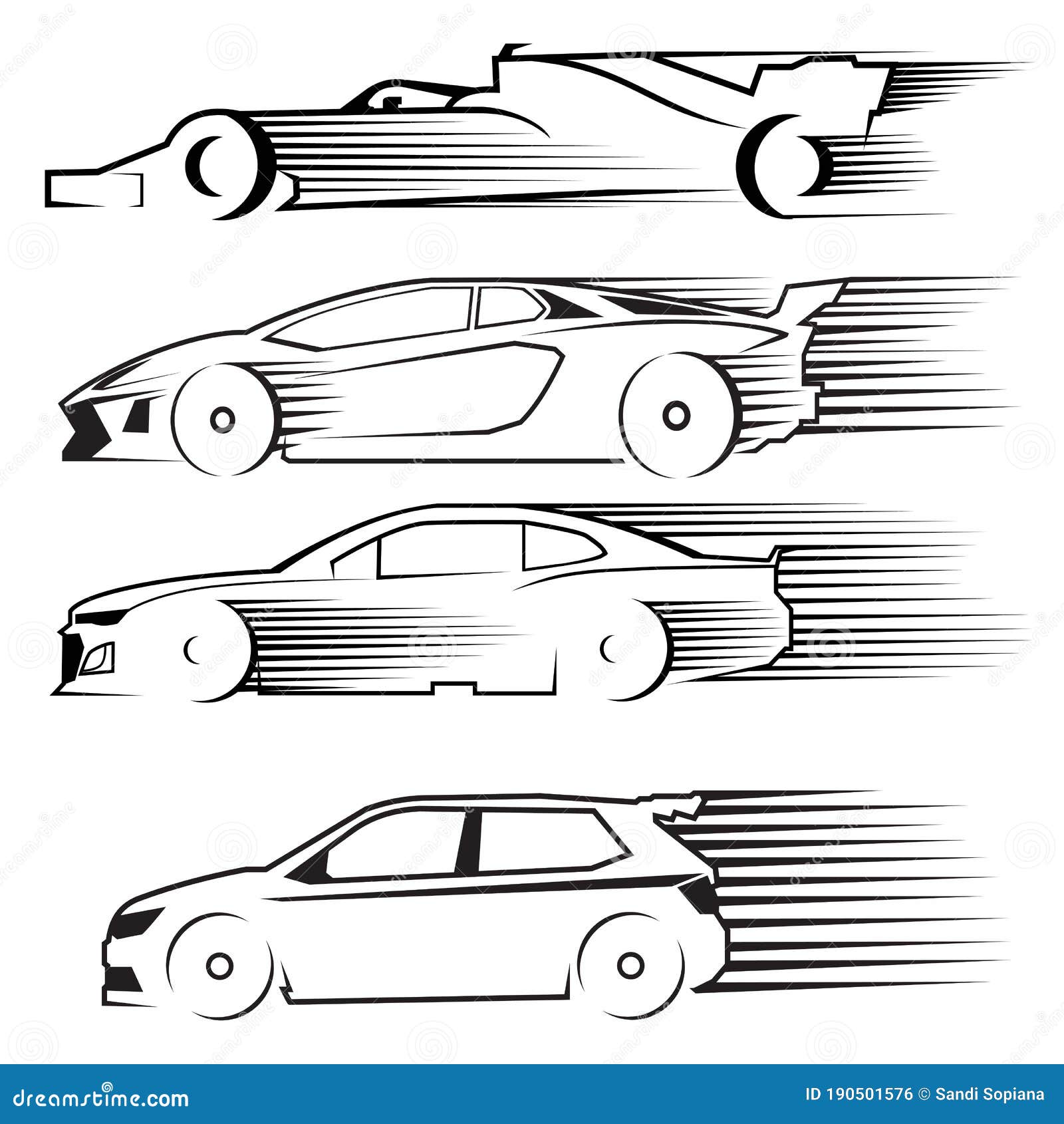 Fast Car Emblem, Black and White Car Silhouette. Stock Vector ...
