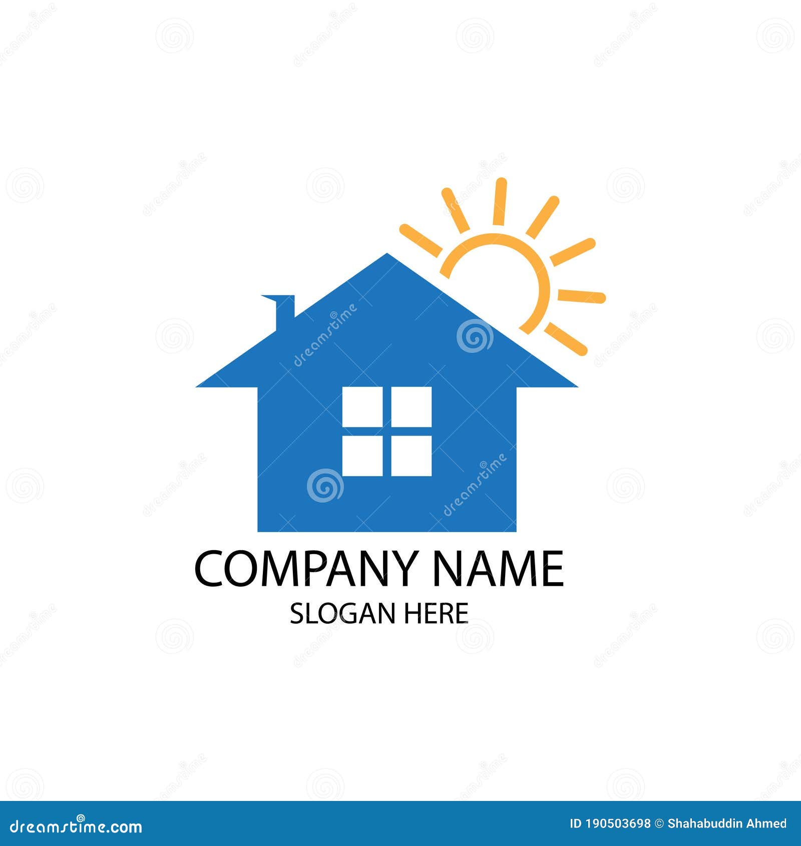 Home with Sun Conception Vector Logo Template. House Sun Icon Stock ...