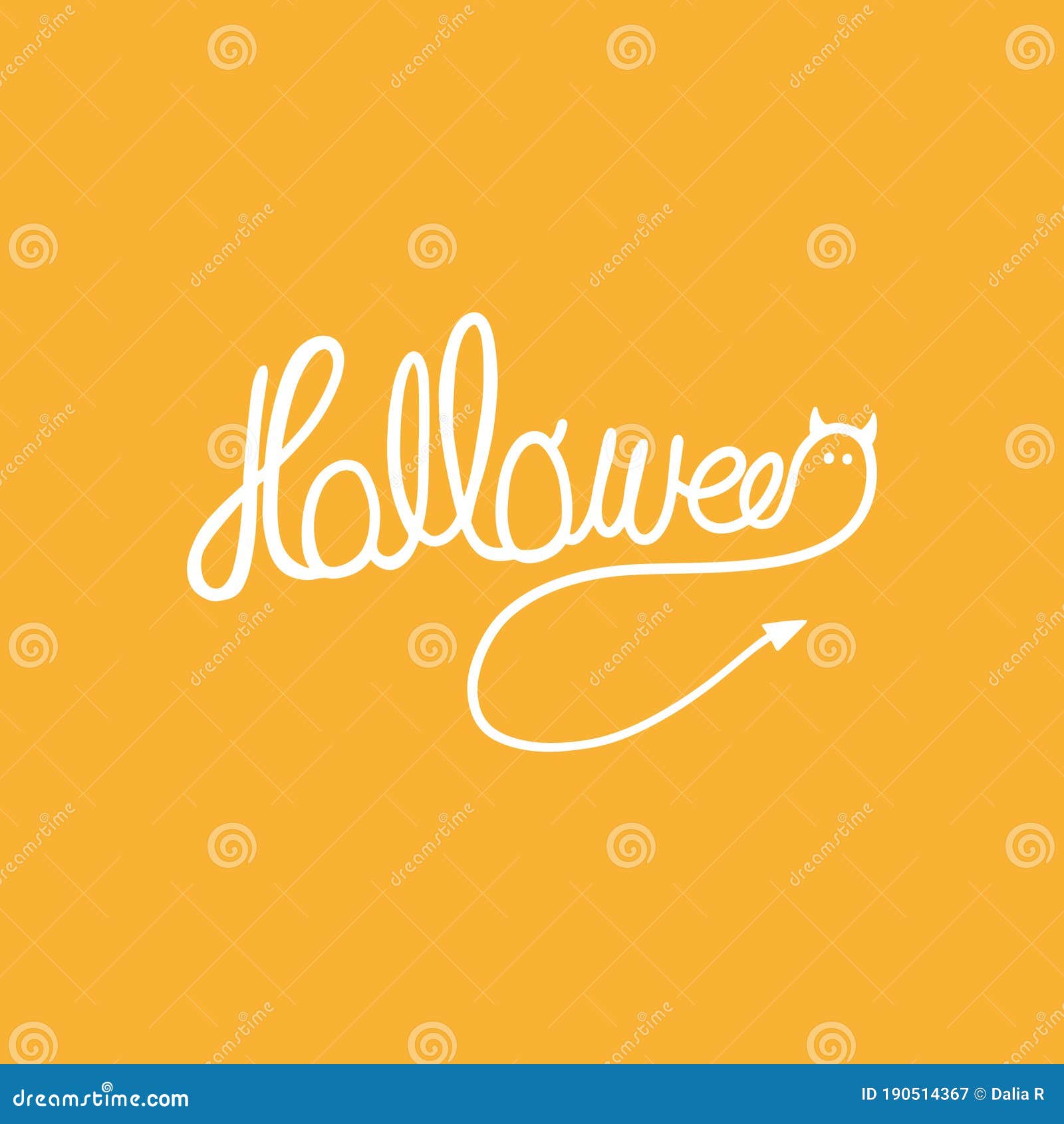 Decorative Lettering `Halloween` with a Stylized Devil at the End ...