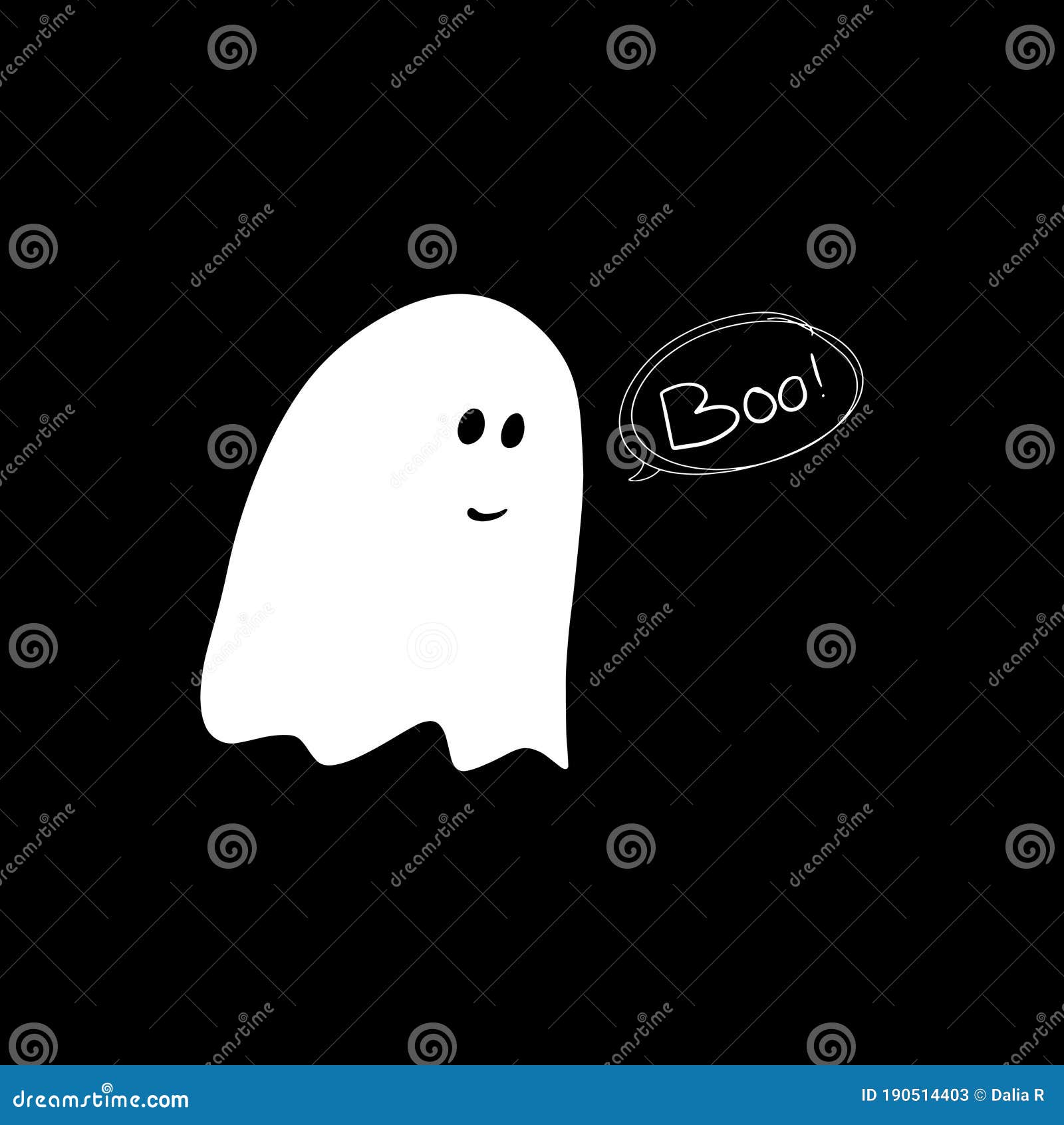 Illustration of a Funny Ghost with a Speech Bubble with the Inscription ...