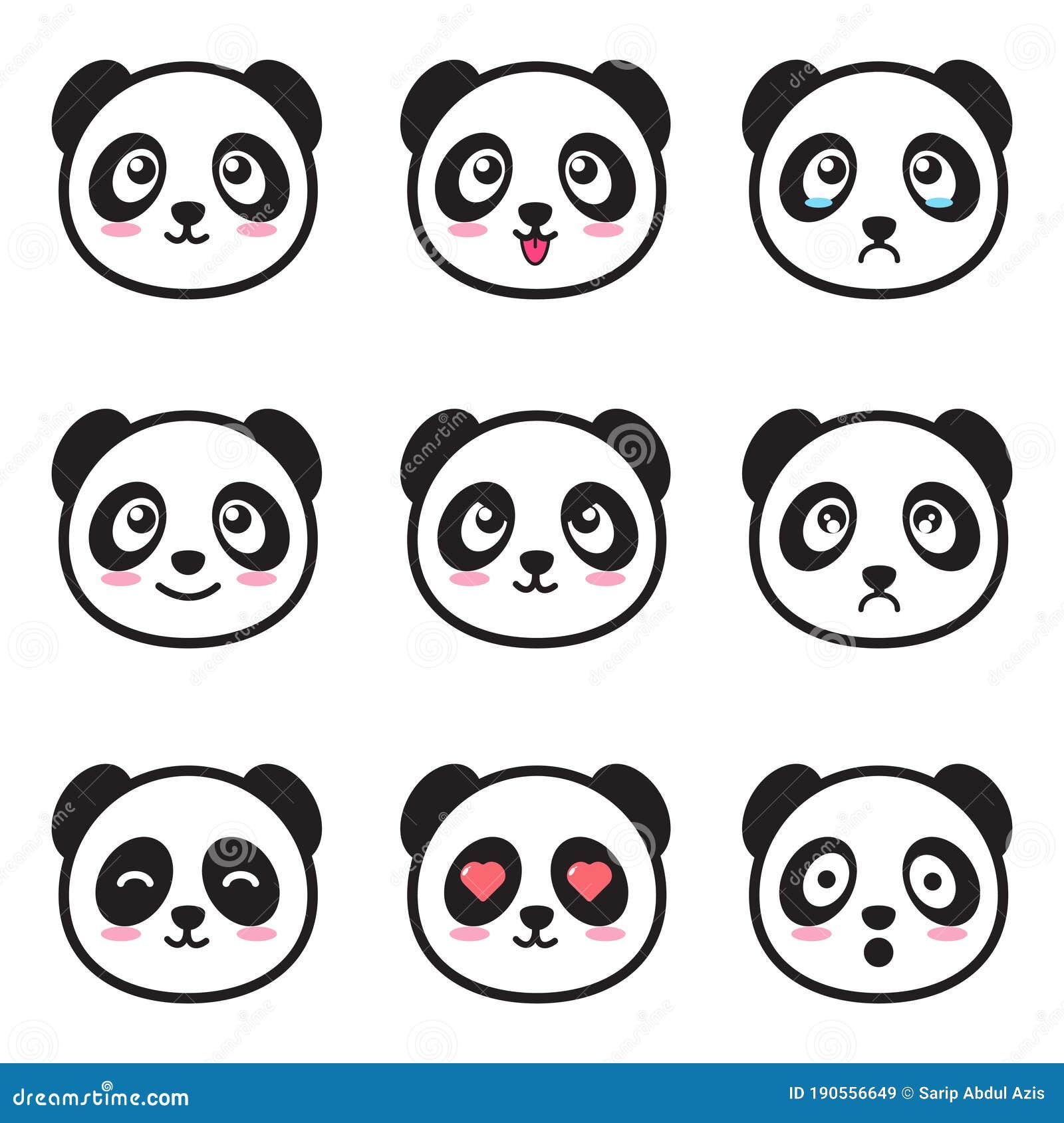 Cute Panda Face Emoji Design Illustration Cartoon Vector ...