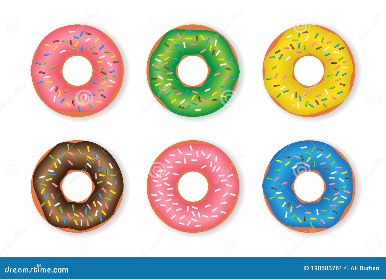Donuts set from top view 2 stock vector. Illustration of donuts - 190583761