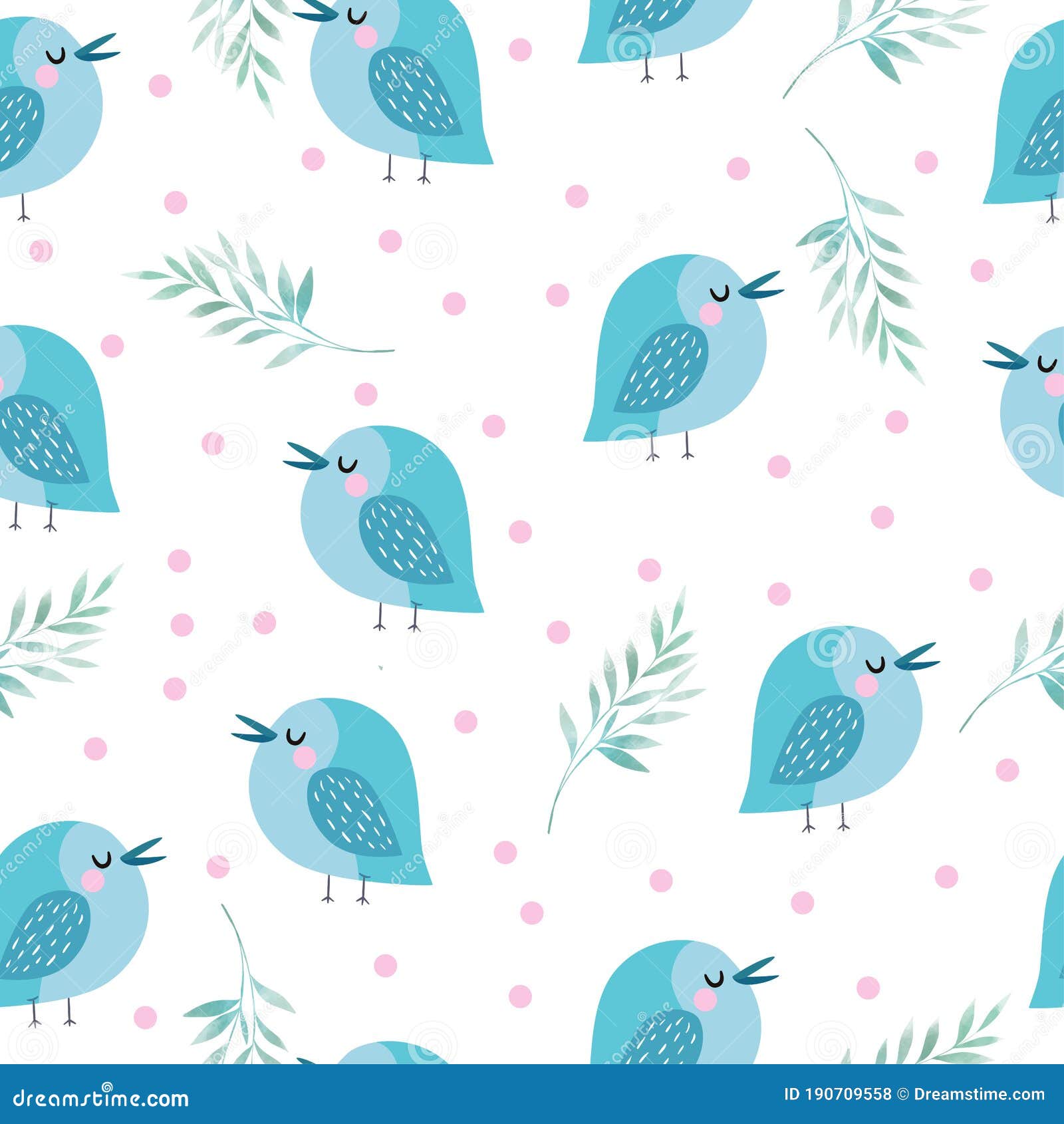 Blue bird seamless pattern stock illustration. Illustration of birthday - 190709558