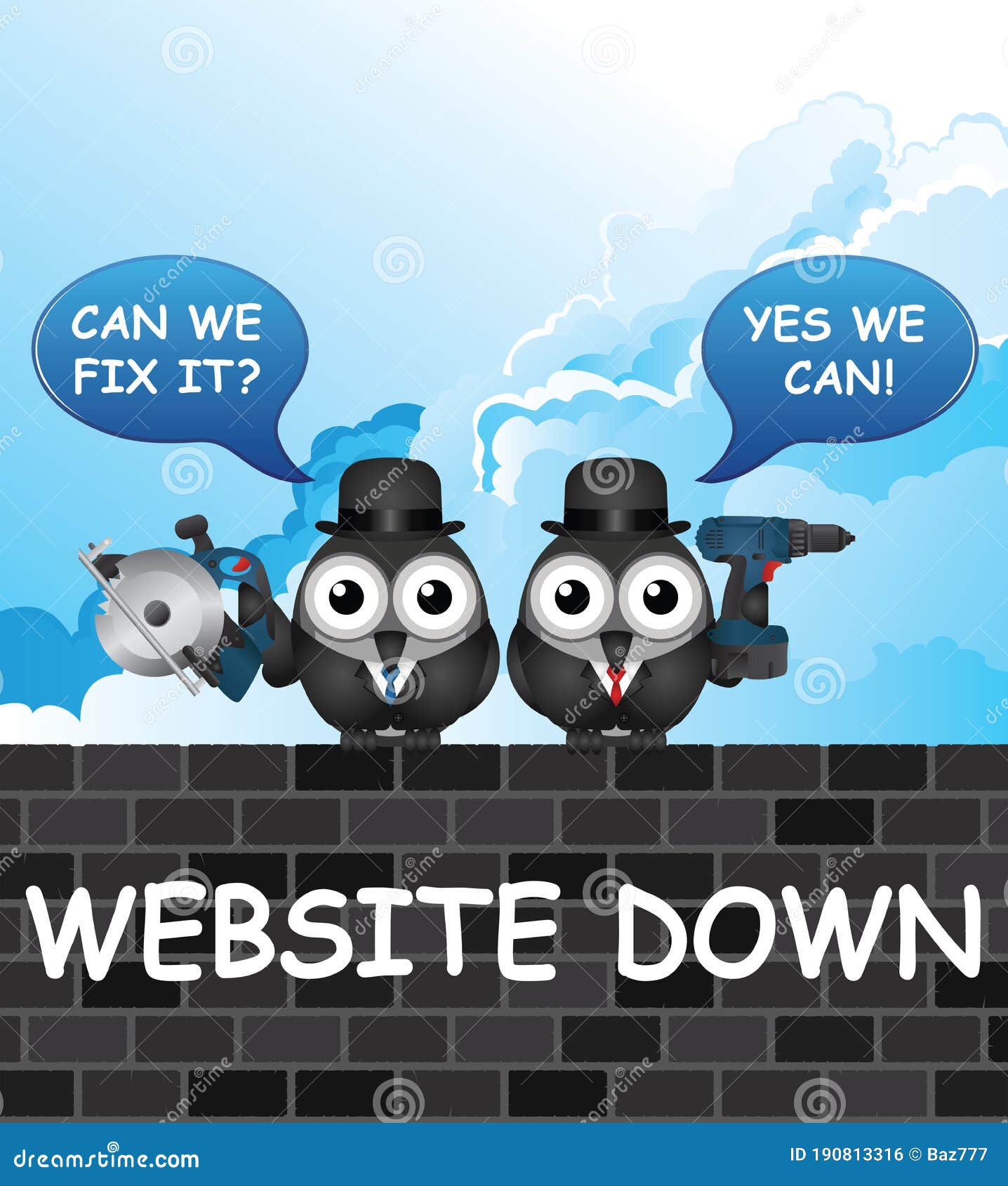 Comical website down stock vector. Illustration of internet - 190813316