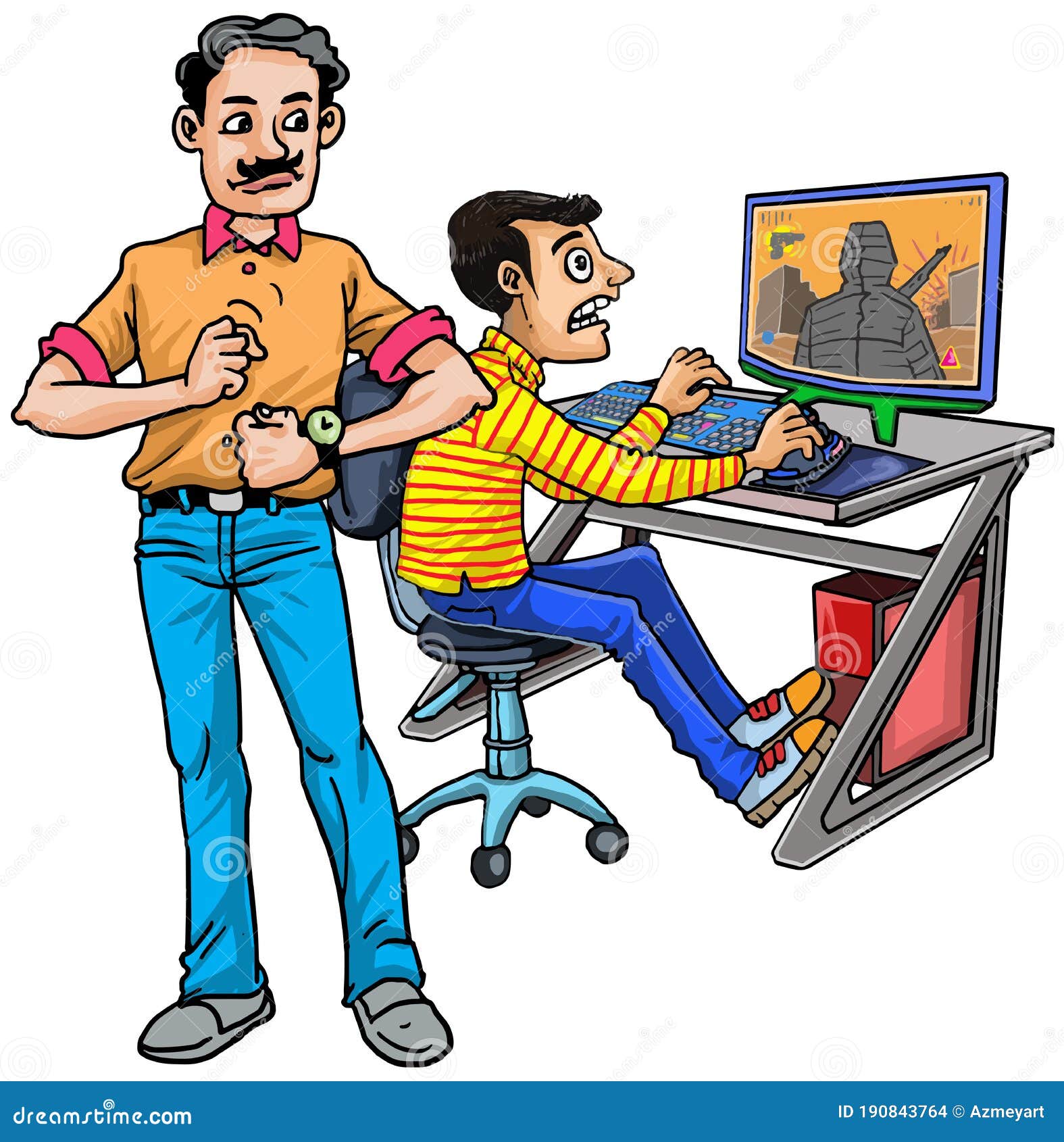 Angry Father Scolding His Daughter Pointing Finger Cartoon Vector
