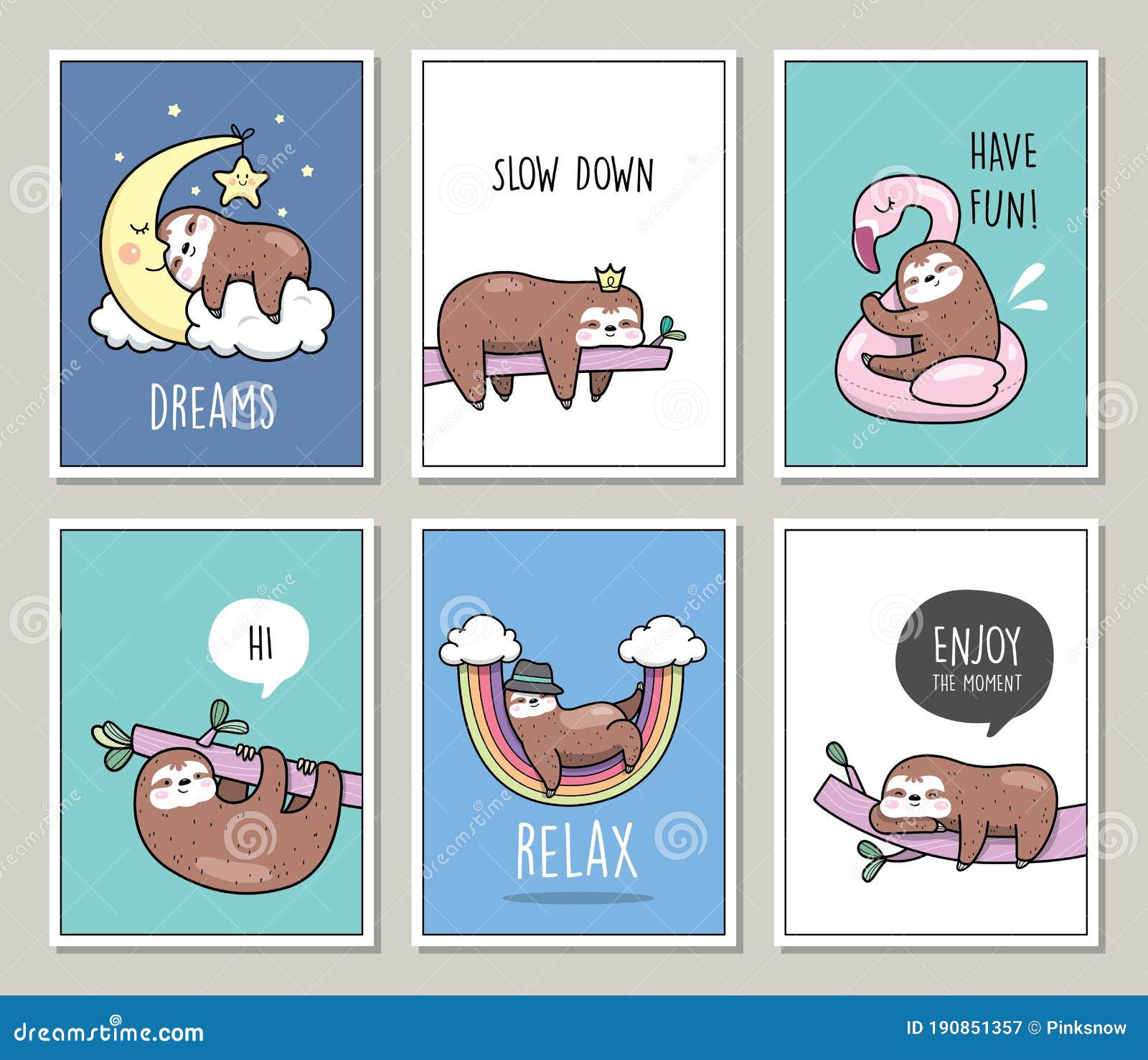 Sloths Poster/card Cartoon Vector | CartoonDealer.com #190851357