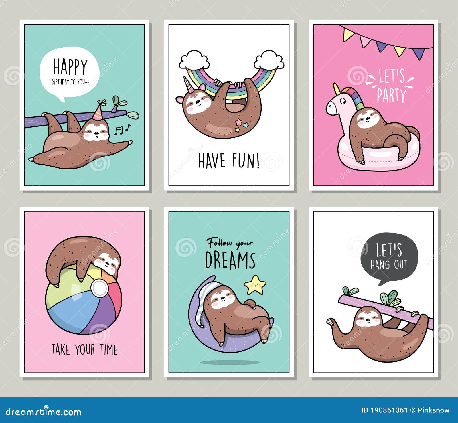 Sloths Poster/card Cartoon Vector | CartoonDealer.com #190851357