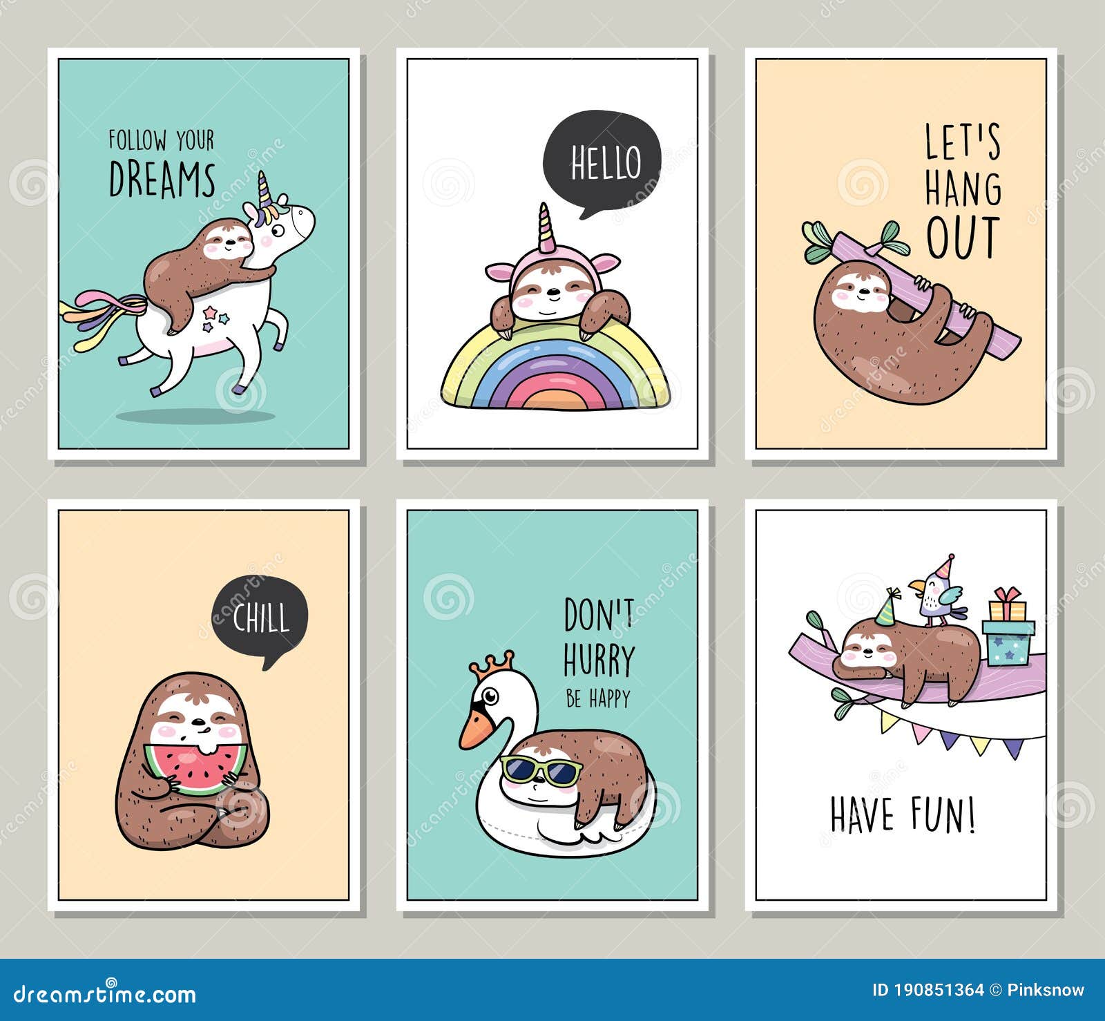 Sloths Poster/card Cartoon Vector | CartoonDealer.com #190851357