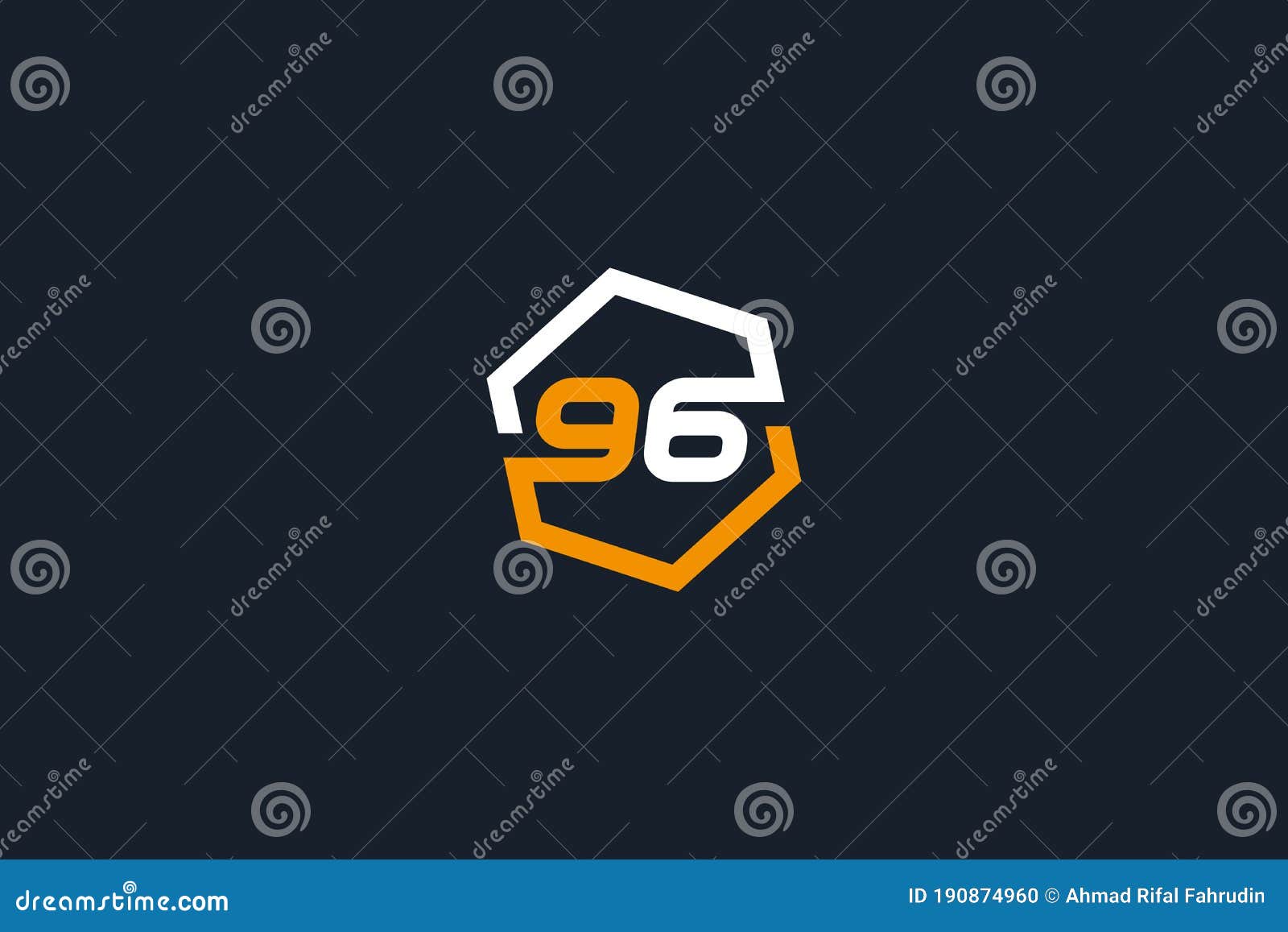 96 Logo Design . Number 96 in the Hexagon Using Orange and White Color ...