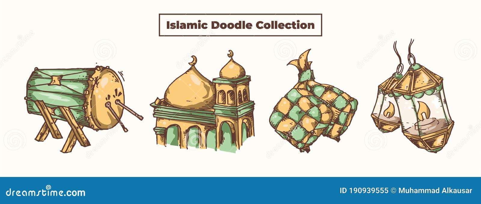 Islamic Doodle Hand Drawn Collection Stock Vector - Illustration of ...