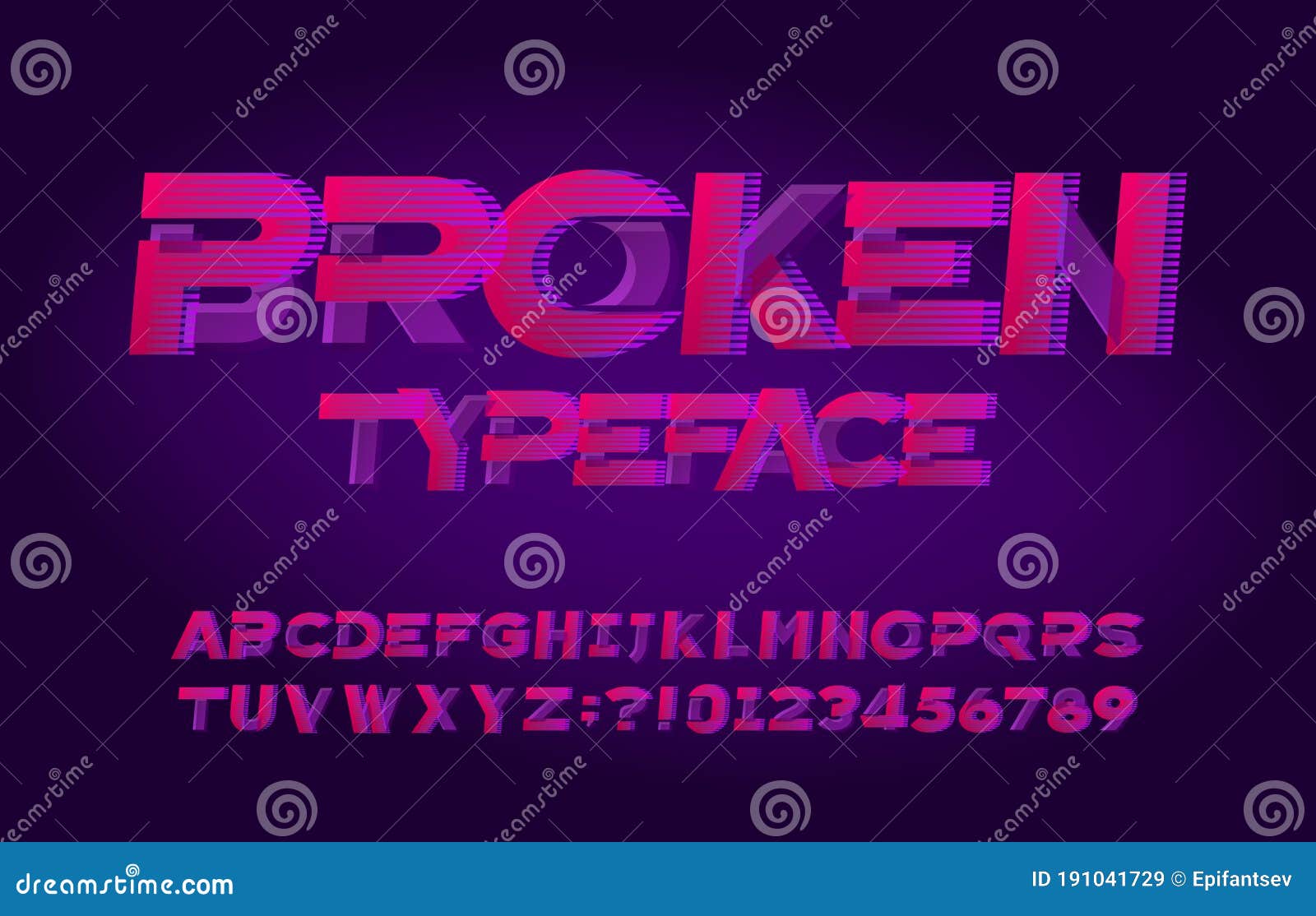 Broken Alphabet Typeface. Futuristic Letters And Numbers. Vector ...