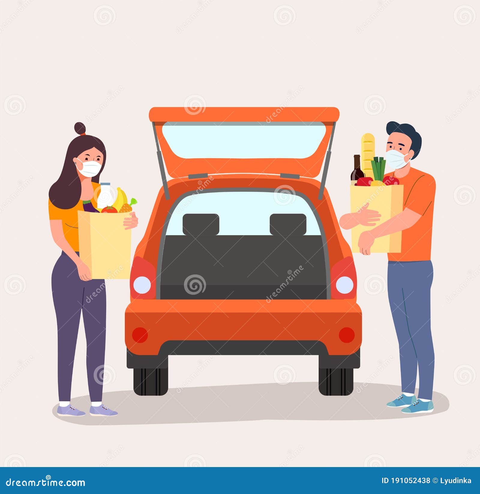 Grocery Run: Car Trunk Full Of Fresh Produce And Dairy Products - Ai ...