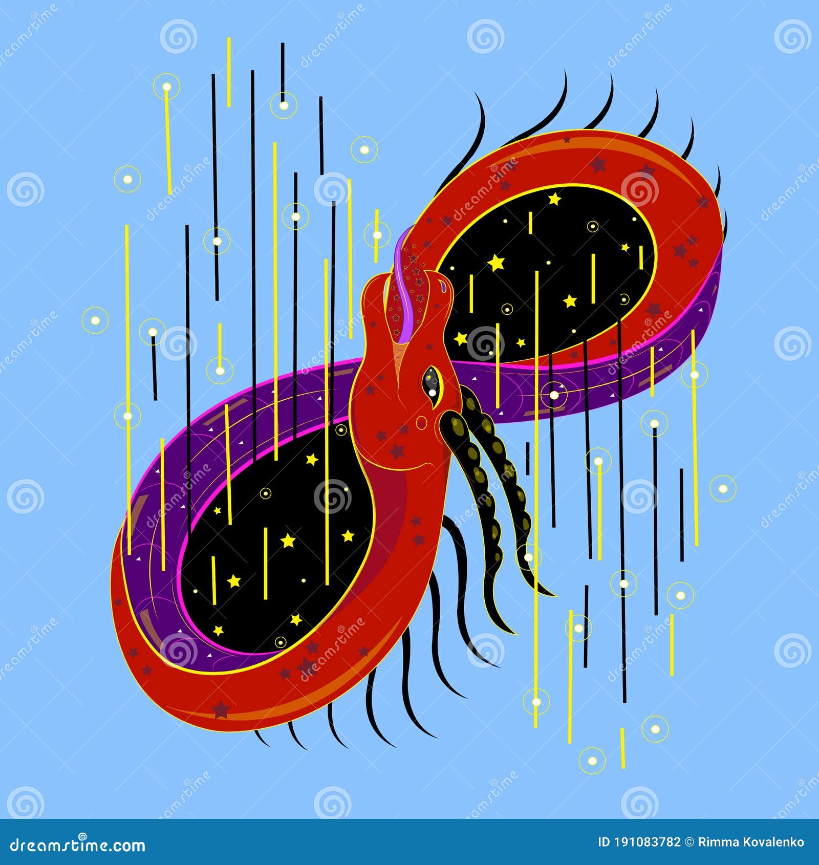 The Red Cosmic Serpent Devours Its Tail. Stock Vector - Illustration of ...