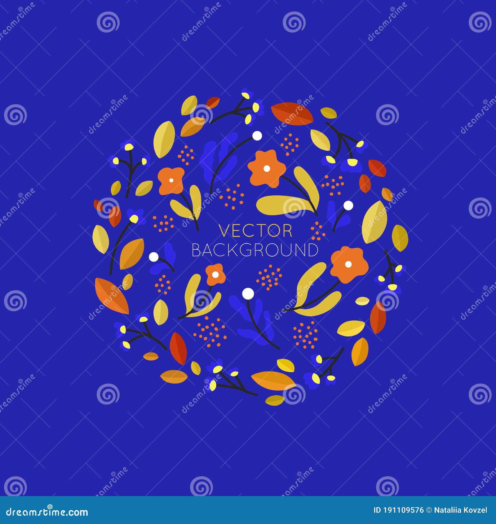 Abstract Circle with Flowers, Leaves and Place for Your Text. Stock ...