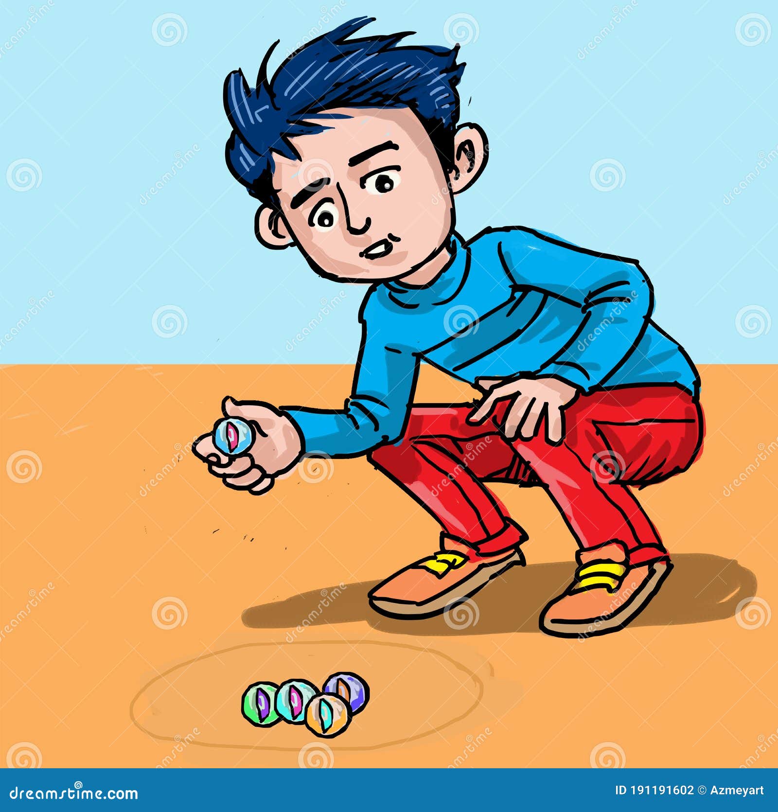 Kid Playing Marbles on the Ground Stock Vector - Illustration of ...