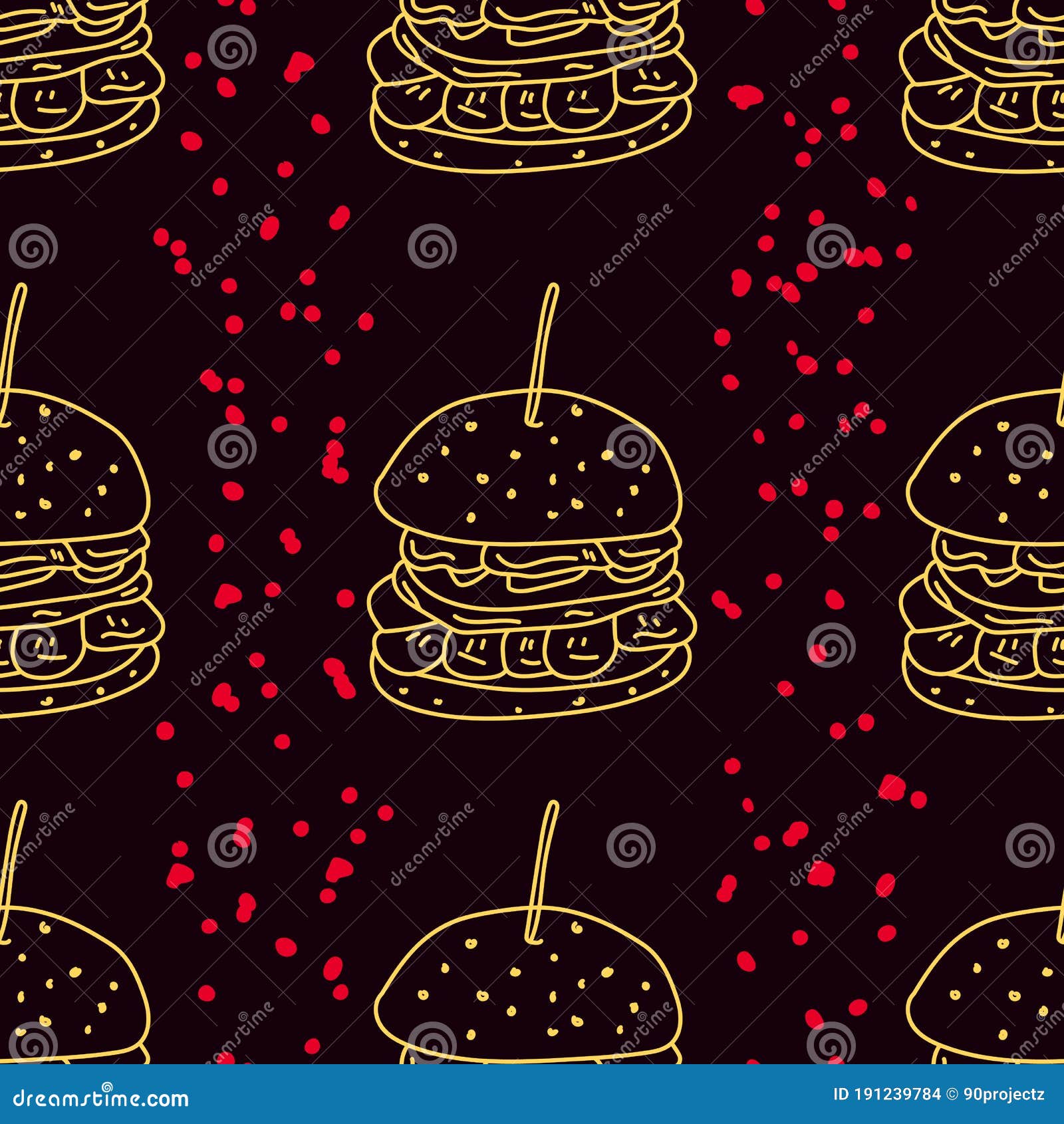 Abstract Seamless Hamburgers Pattern, Fast Food Pattern, Vector ...