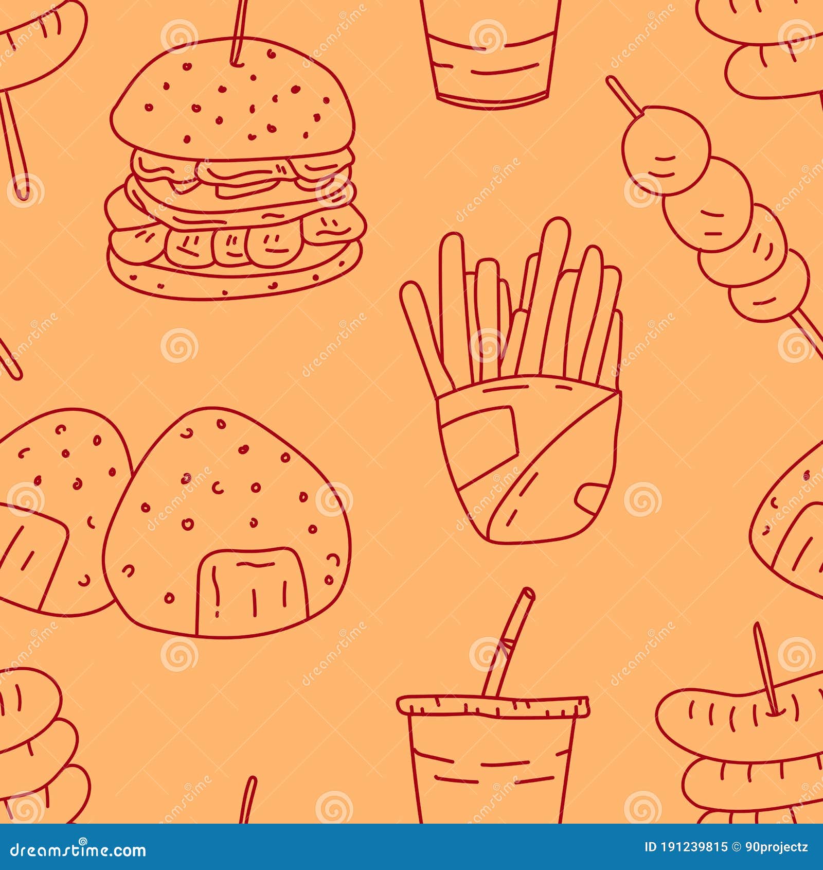 Seamless Abstract Street Foods Pattern, Food Trucks Pattern, Vector ...