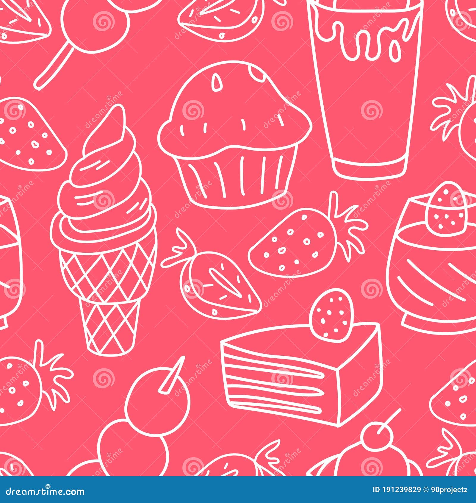 Seamless Abstract Sweet Food Pattern, Pastry Background, Vector ...