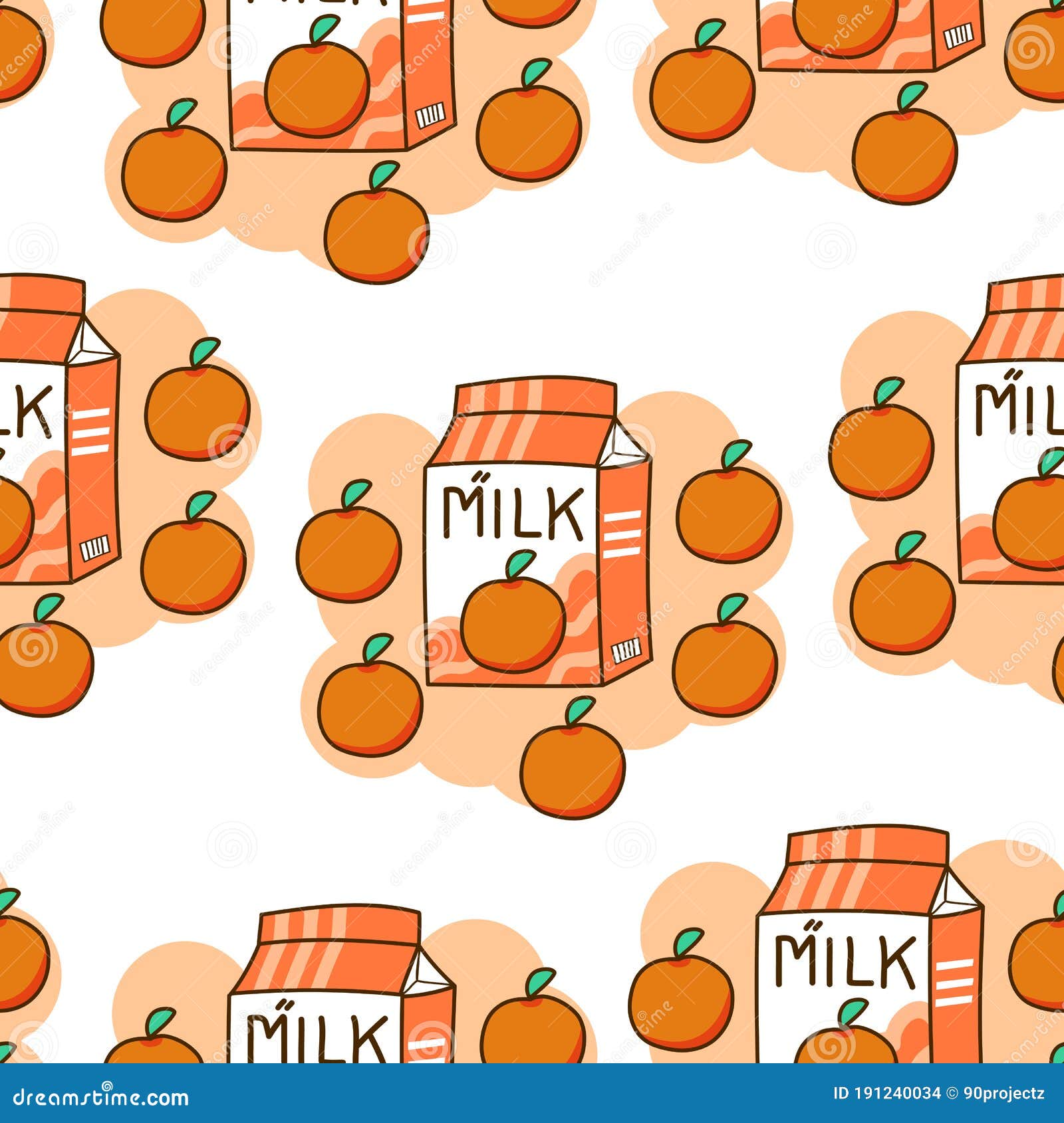 Kawaii Orange Flavor Milk Carton Pattern, Healthy Seamless Pattern ...
