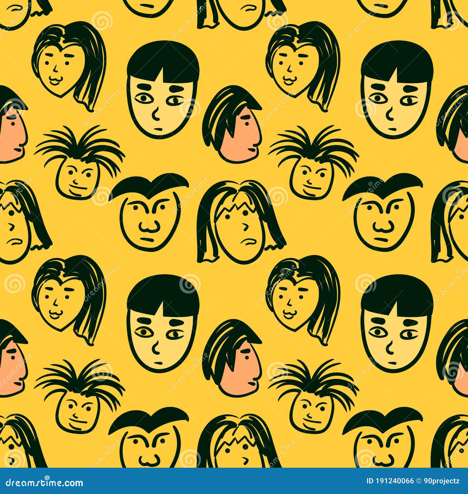 Seamless Abstract Face People Pattern Vector Illustration EPS 10. Stock ...