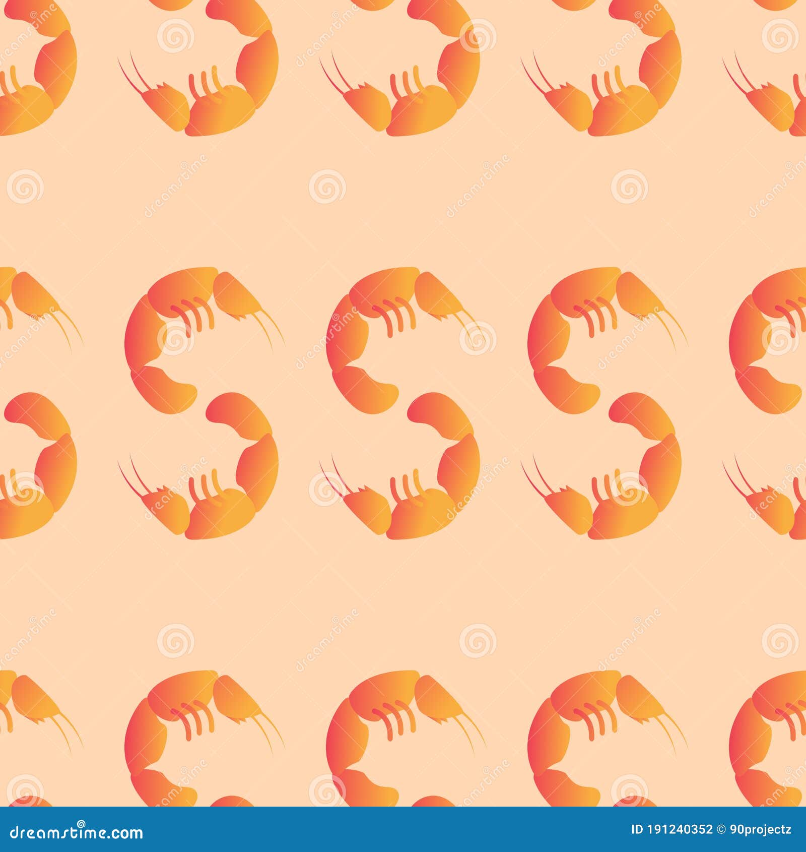 Seamless Letter S for Shrimps Pattern, Vector Illustration EPS 10 ...