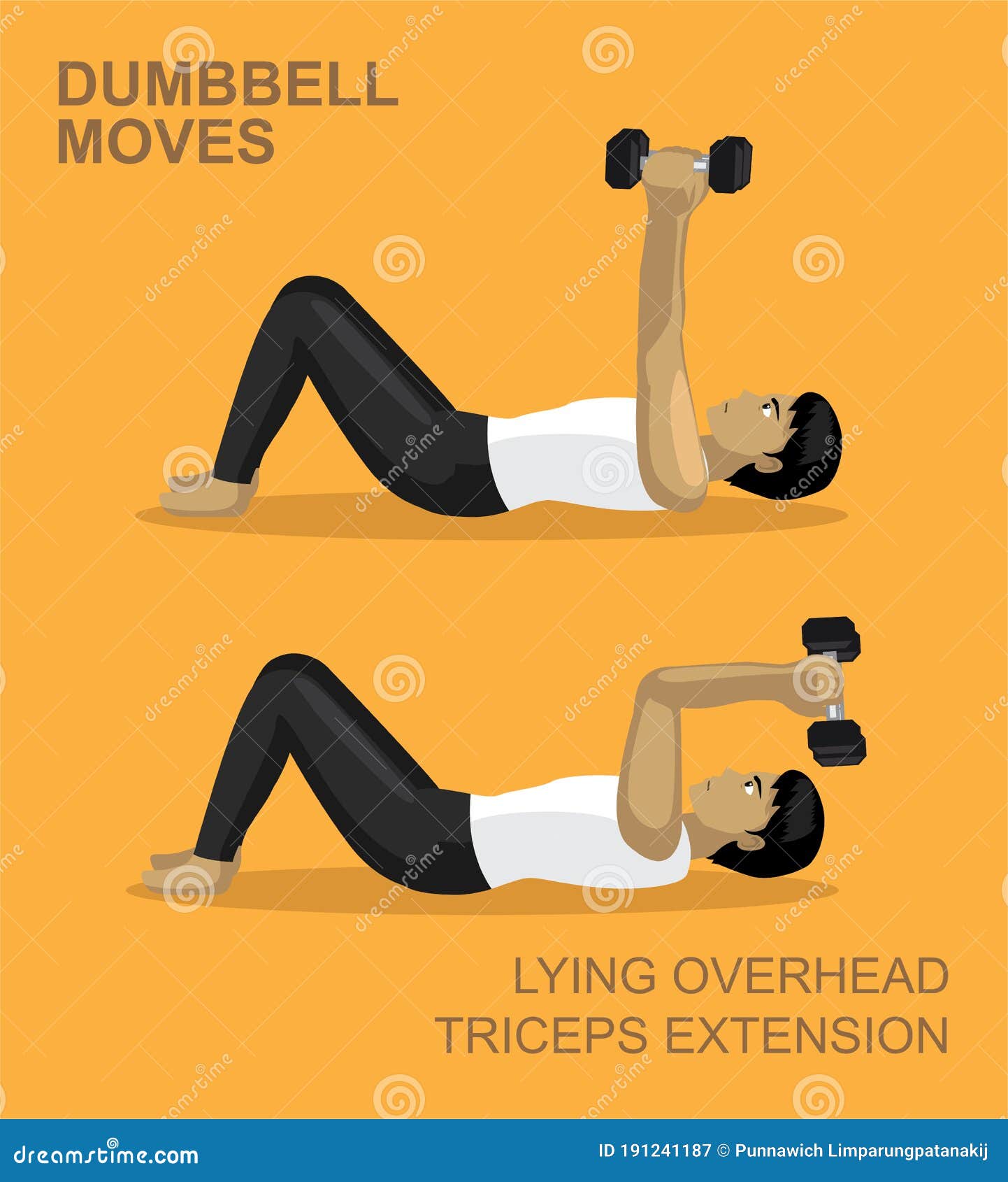Tricep Extension Exercise Outline Cartoon Vector | CartoonDealer.com ...