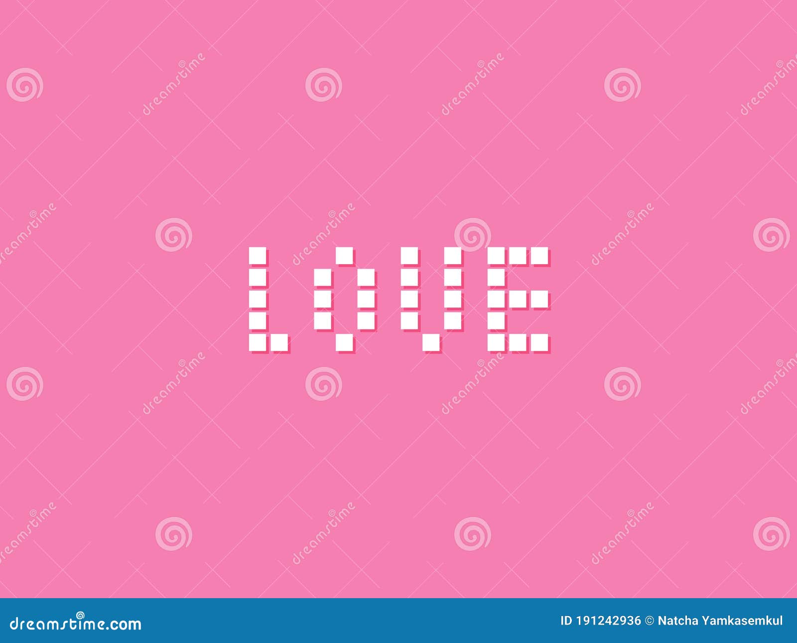 Pixel Love Lettering Isolated on Pink Background. Vector Illustration ...