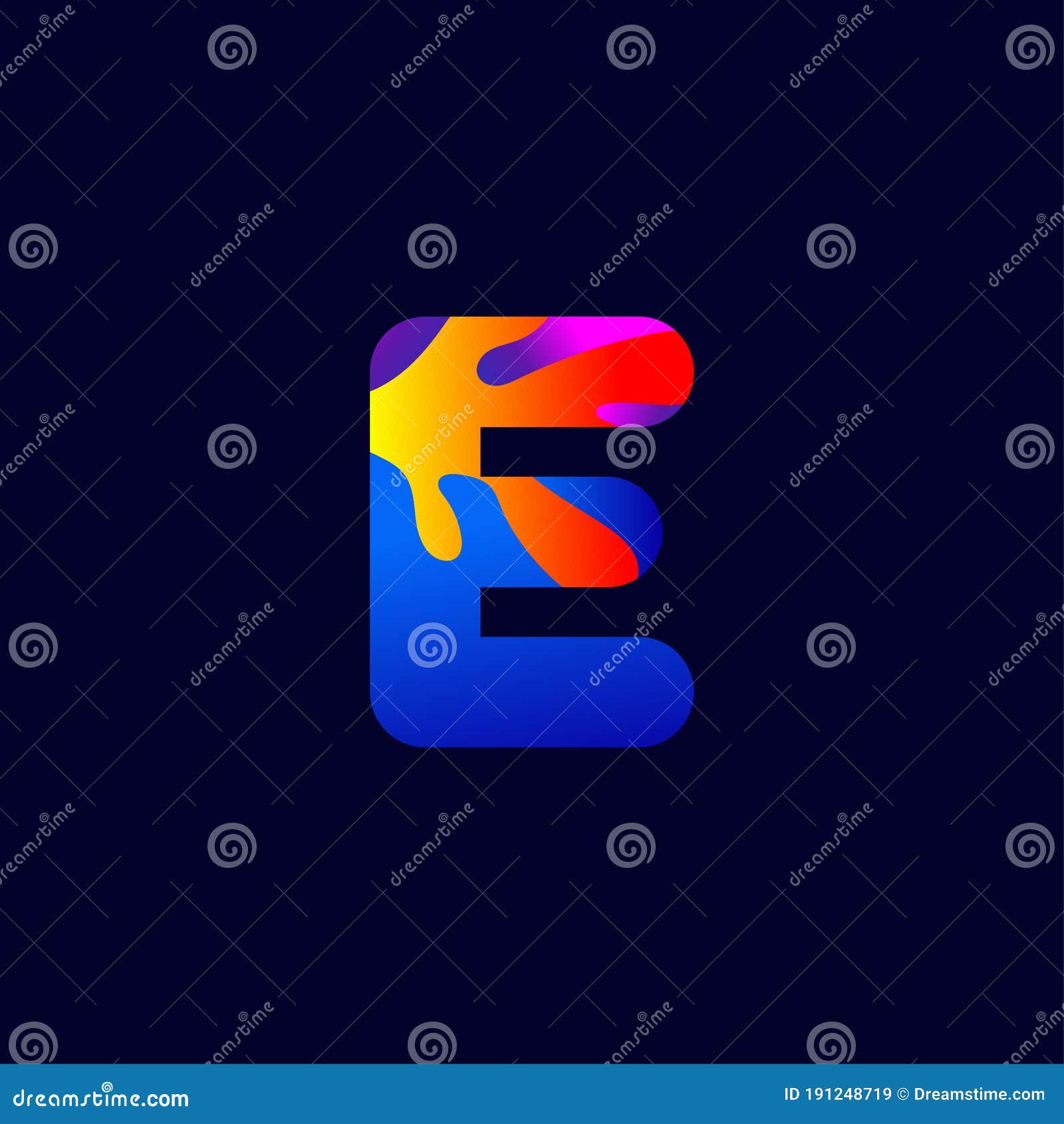 E Letter Multi-color Abstract Logo and Icon Blue Purple and Orange ...
