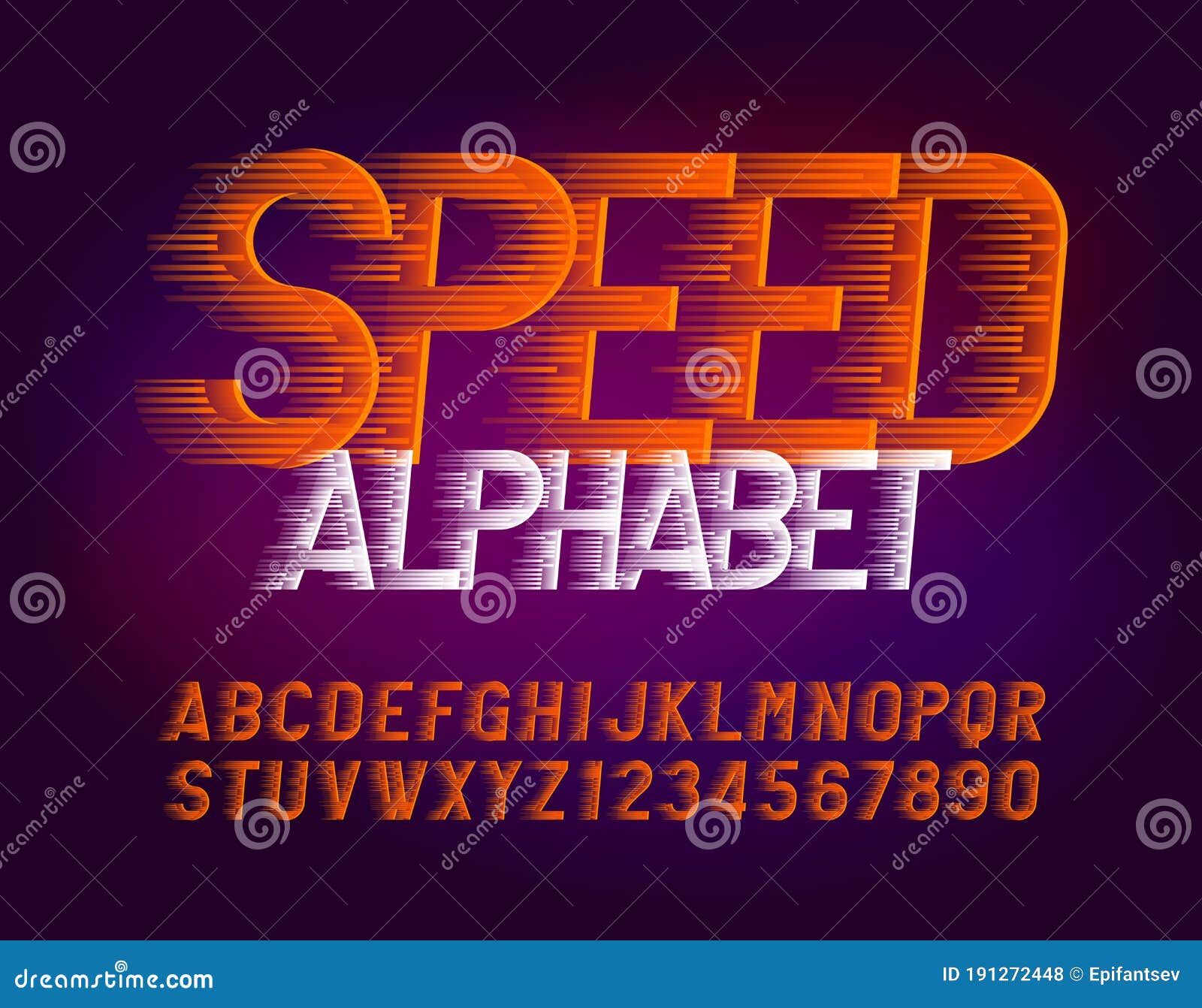 Speed Alphabet Font. Fast Wind Effect Letters and Numbers. Abstract ...
