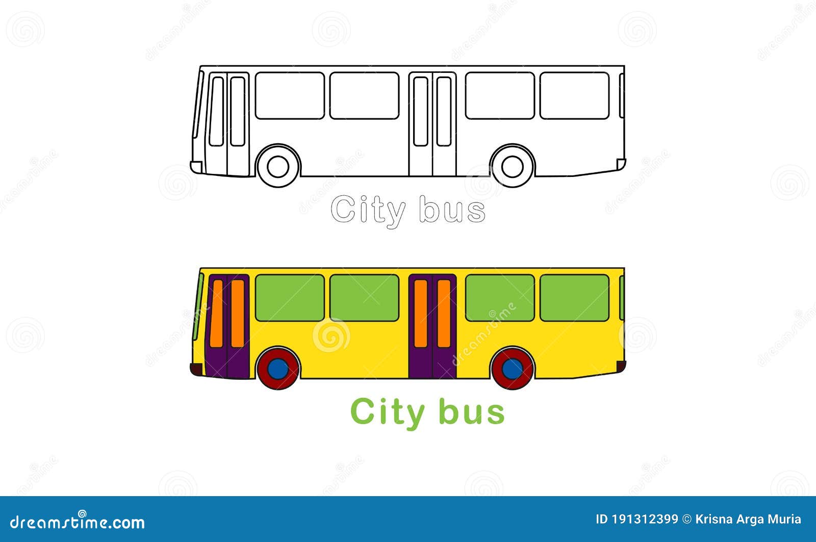Simple 2d City Bus Coloring Books Stock Vector - Illustration of cute ...