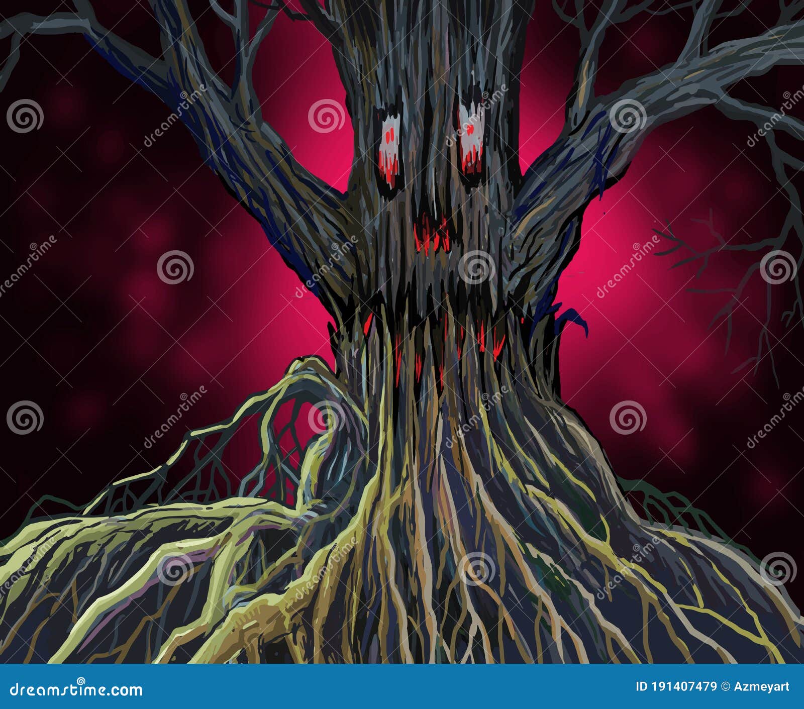 Illustration of the Haunted or Ghost Tree Stock Vector - Illustration ...