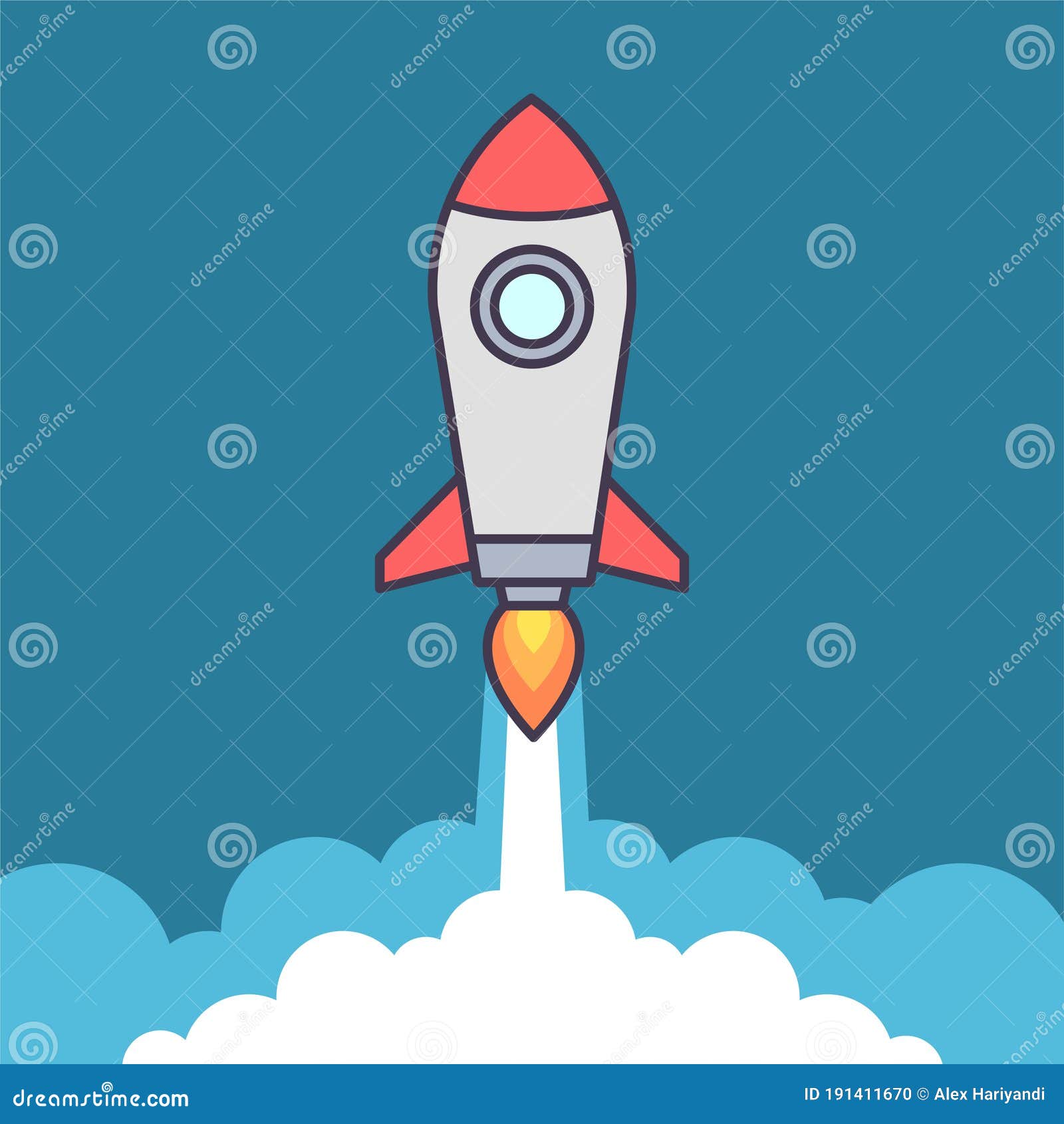 Rocket Flat Design Icon Vector Stock Vector - Illustration of icon ...