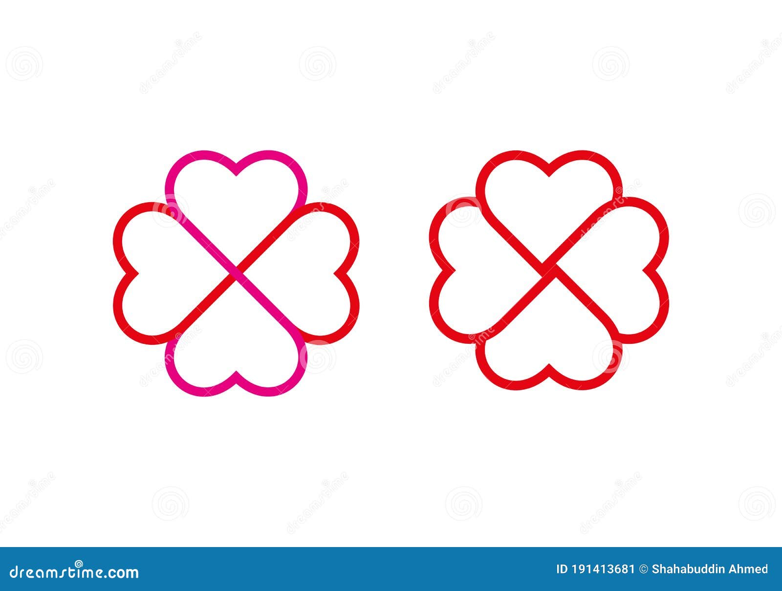 Four Hearts Social Vector Symbol. Heart Cross Logotype. | CartoonDealer ...
